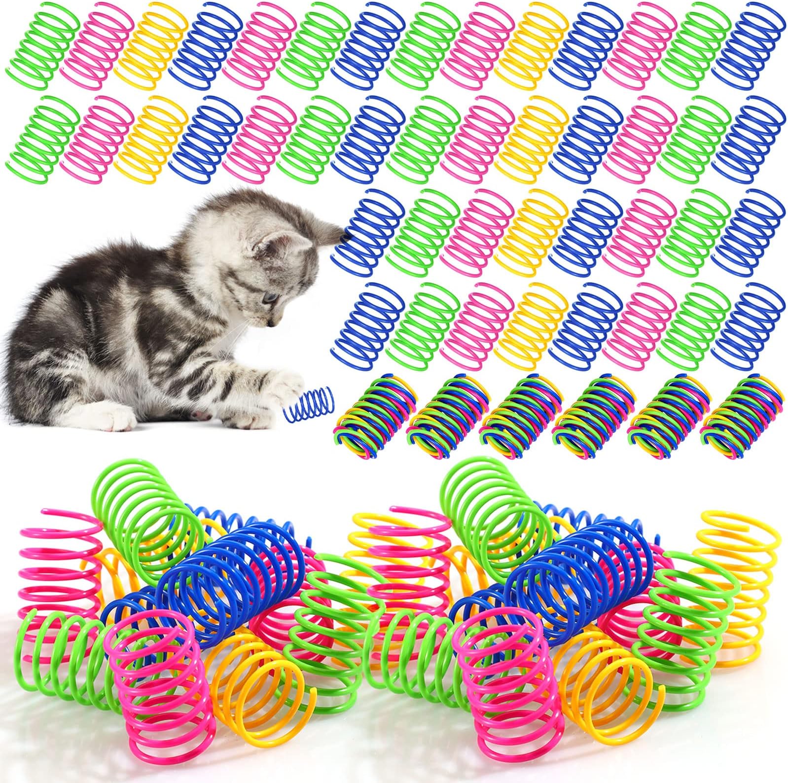 Amazon.com : Deekin 480 Pack Pets Spring Toys Pets Colorful Cat Toys ...