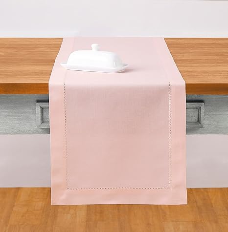 Amazon.com: Solino Home Cotton Linen Pink Table Runner 120 Inches Long ...