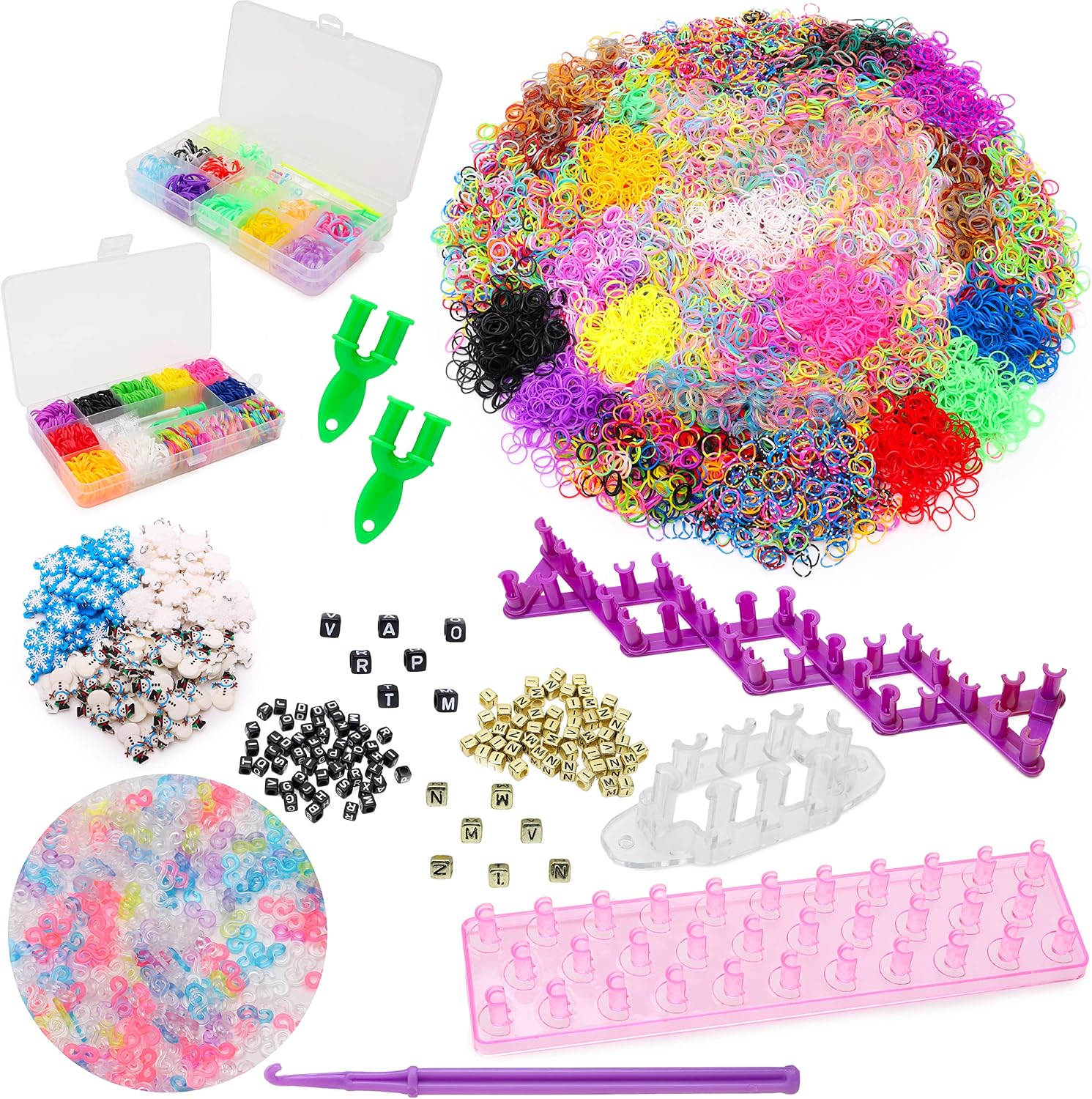 Toyland® Loom Band Mega Bundle - 14,000 Bands, Tools, Clips, Beads ...