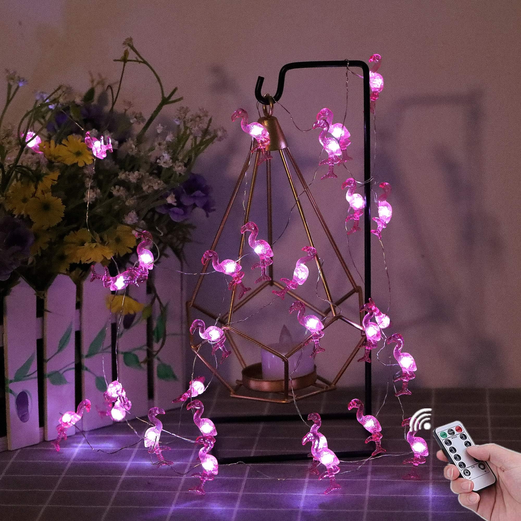 Amazon.com: Holitown Flamingo String Lights Battery Operated with ...