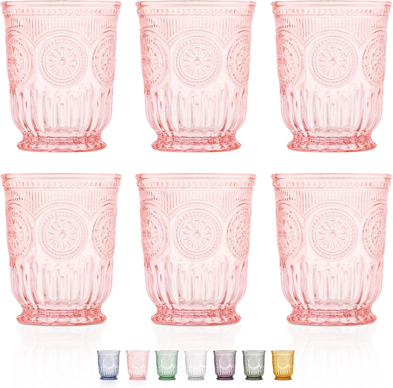 Amazon.com | Pink Glass Cups set of 6 pink water glasses for lovers of ...