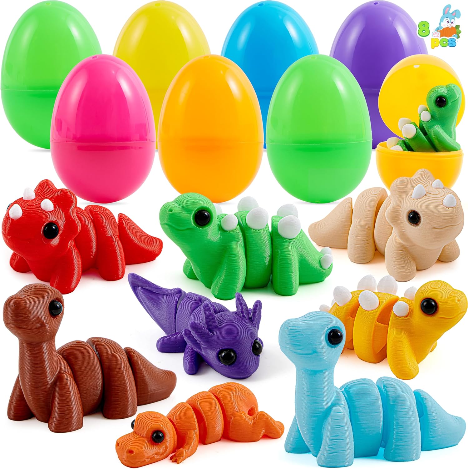 Amazon.com: JOYIN 8Pcs Prefilled Easter Eggs with Mini Dinosaur ...
