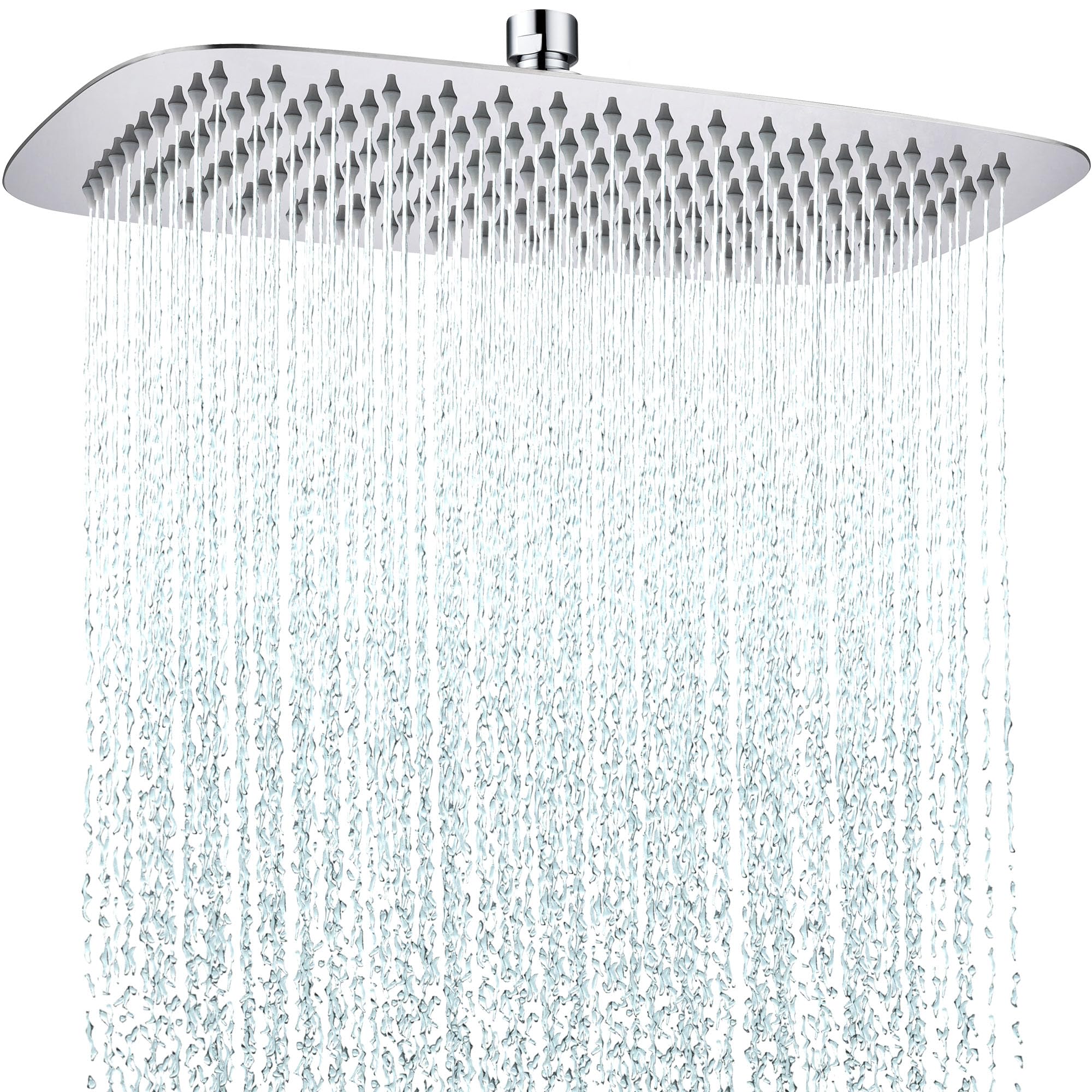 14 Inch All Metal Rectangular Rain Shower Head, Large Rainfall Shower ...