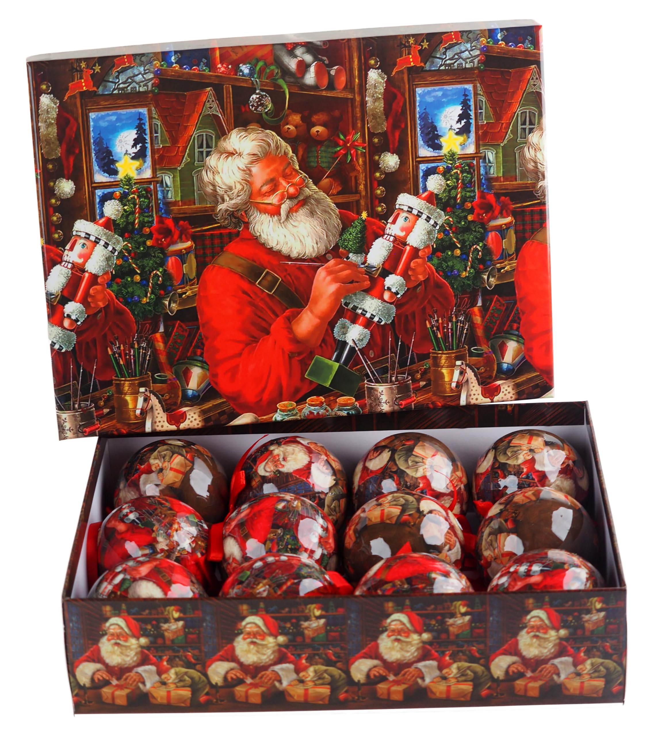 Traditional Santa Baubles In Gift Box - Christmas Tree Decorations ...