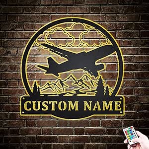 Amazon.com : Custom Airplane and Mountain Metal Signs Airplane Metal ...