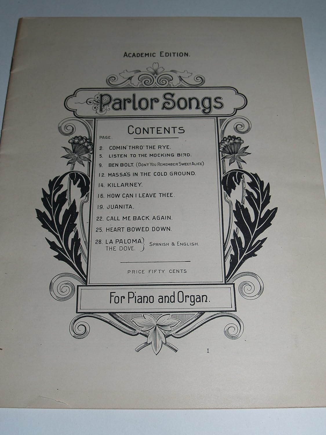 Parlor Songs for Piano and Organ: Amazon.com: Books