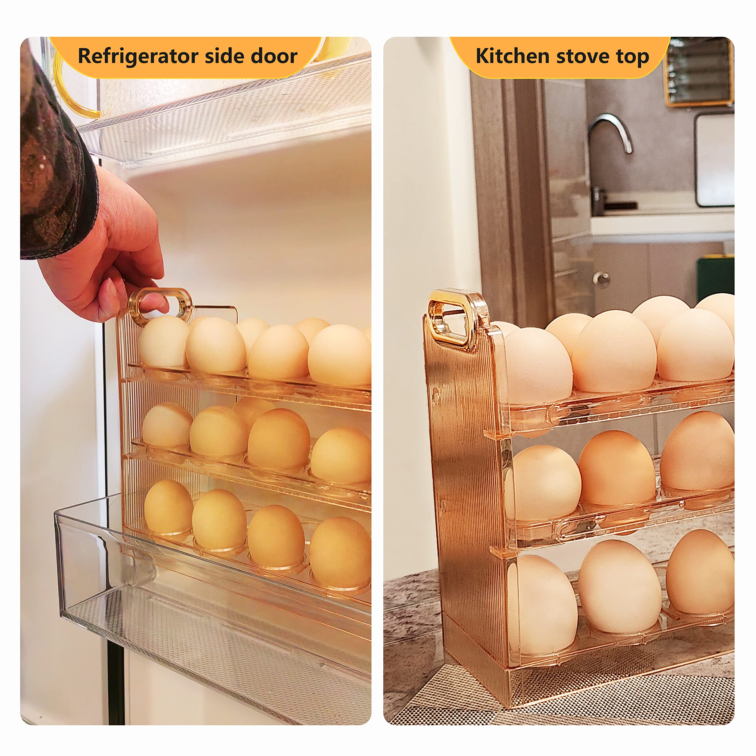 Egg Holder for Refrigerator, Flip Design 30 Eggs Organizer for ...