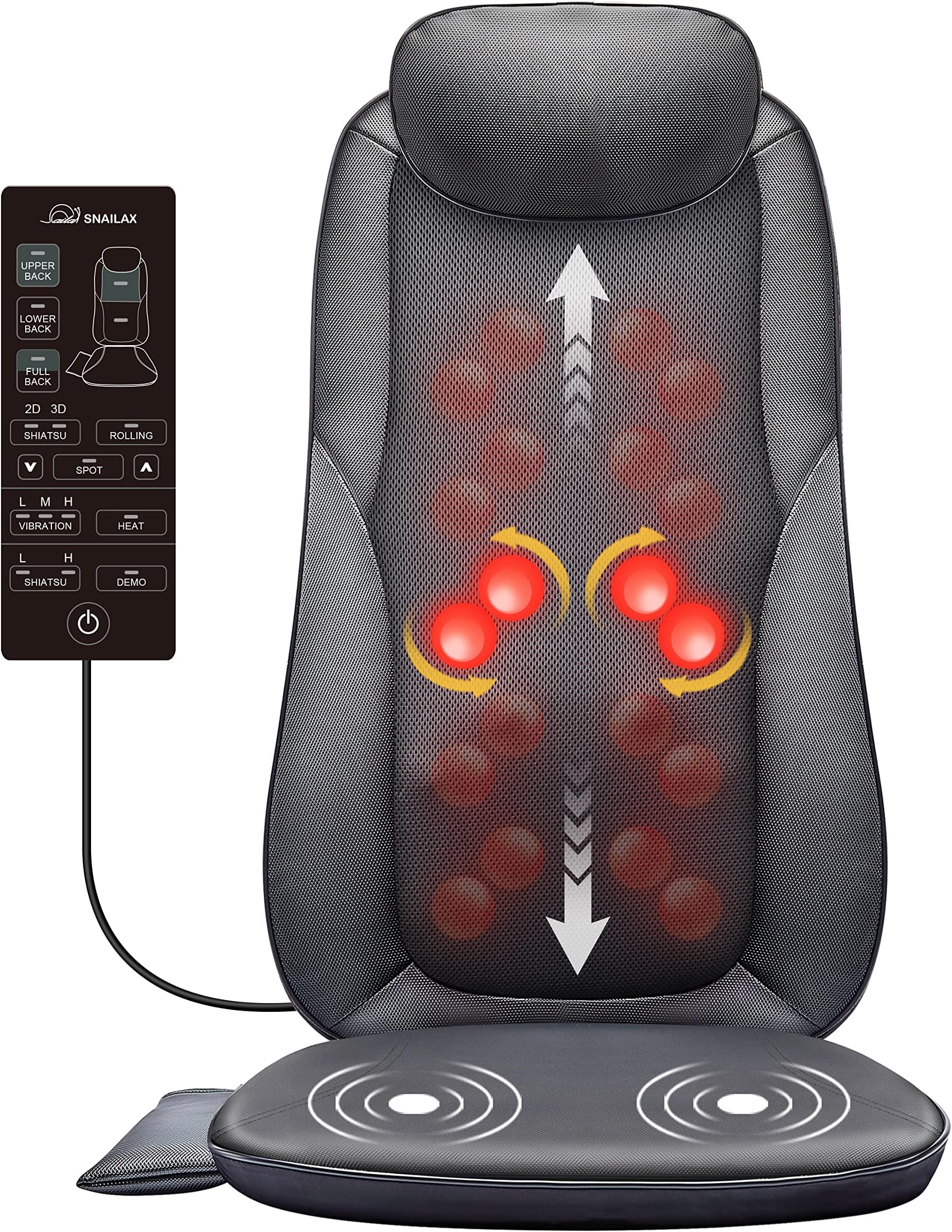 Amazon.com: Snailax Shiatsu Back Massager with Heat, Neck and Back ...