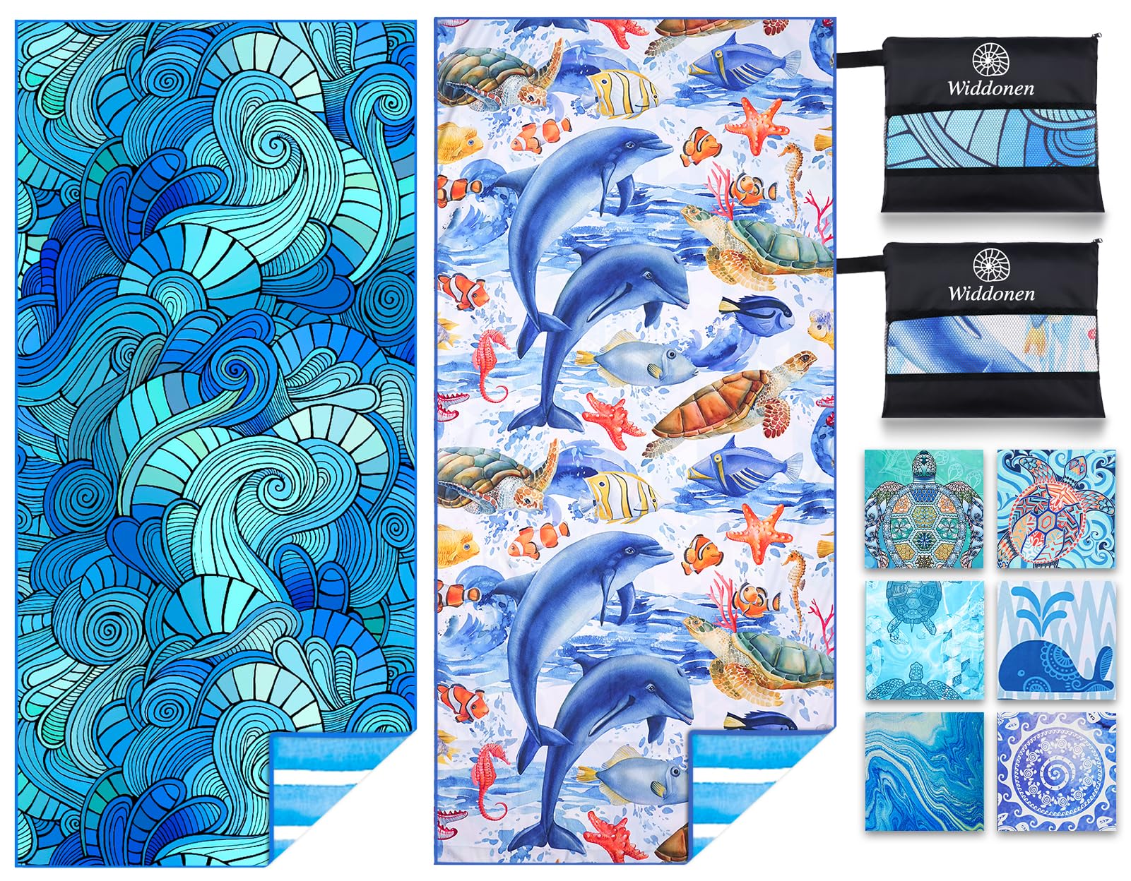 2 Pack Microfiber Lightweight Beach Towel Sand Free Quick Dry Absorbent ...