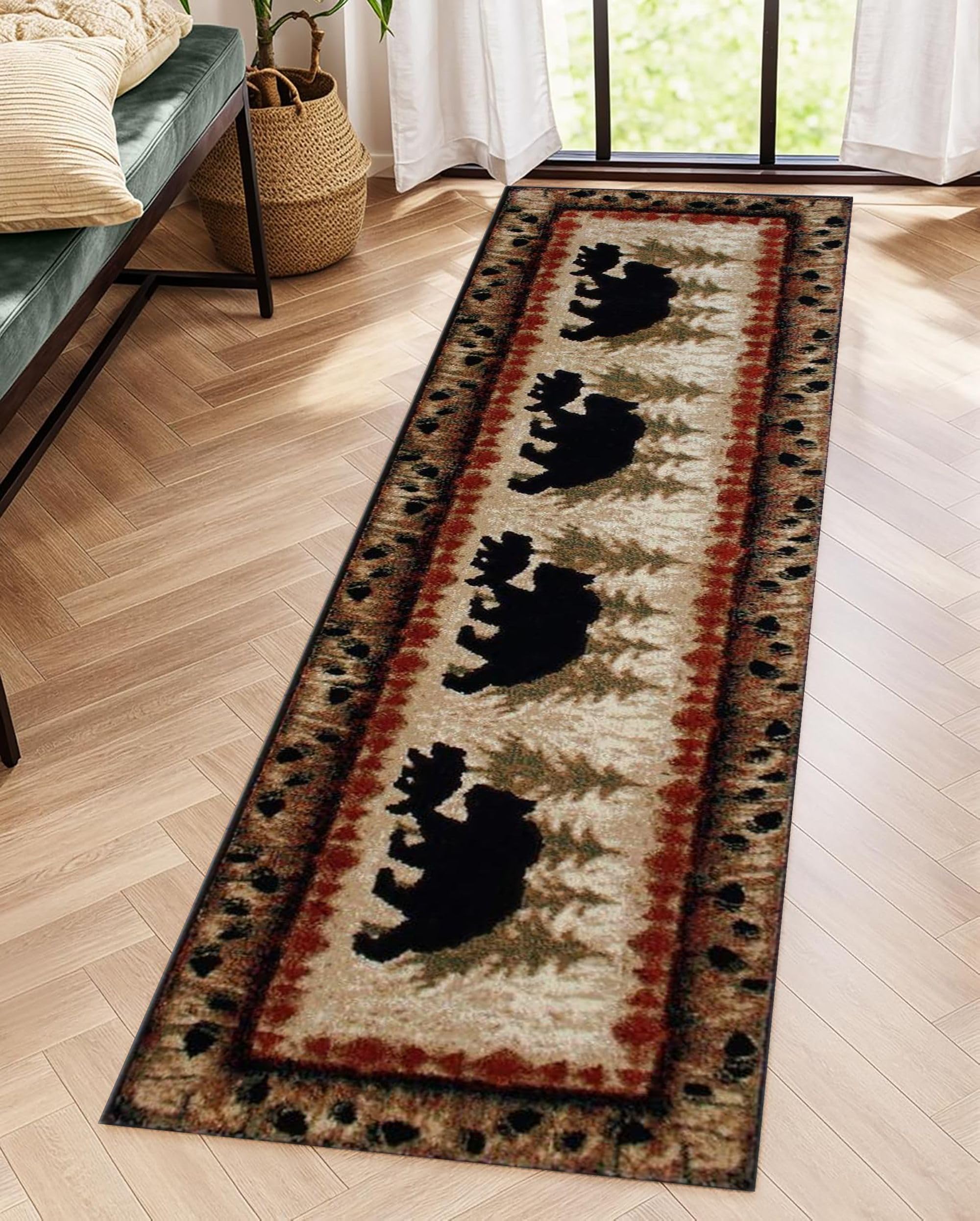 Amazon.com: Lodge Black Bear Runner Rug, 2x8ft, Cabin Rustic Animals ...