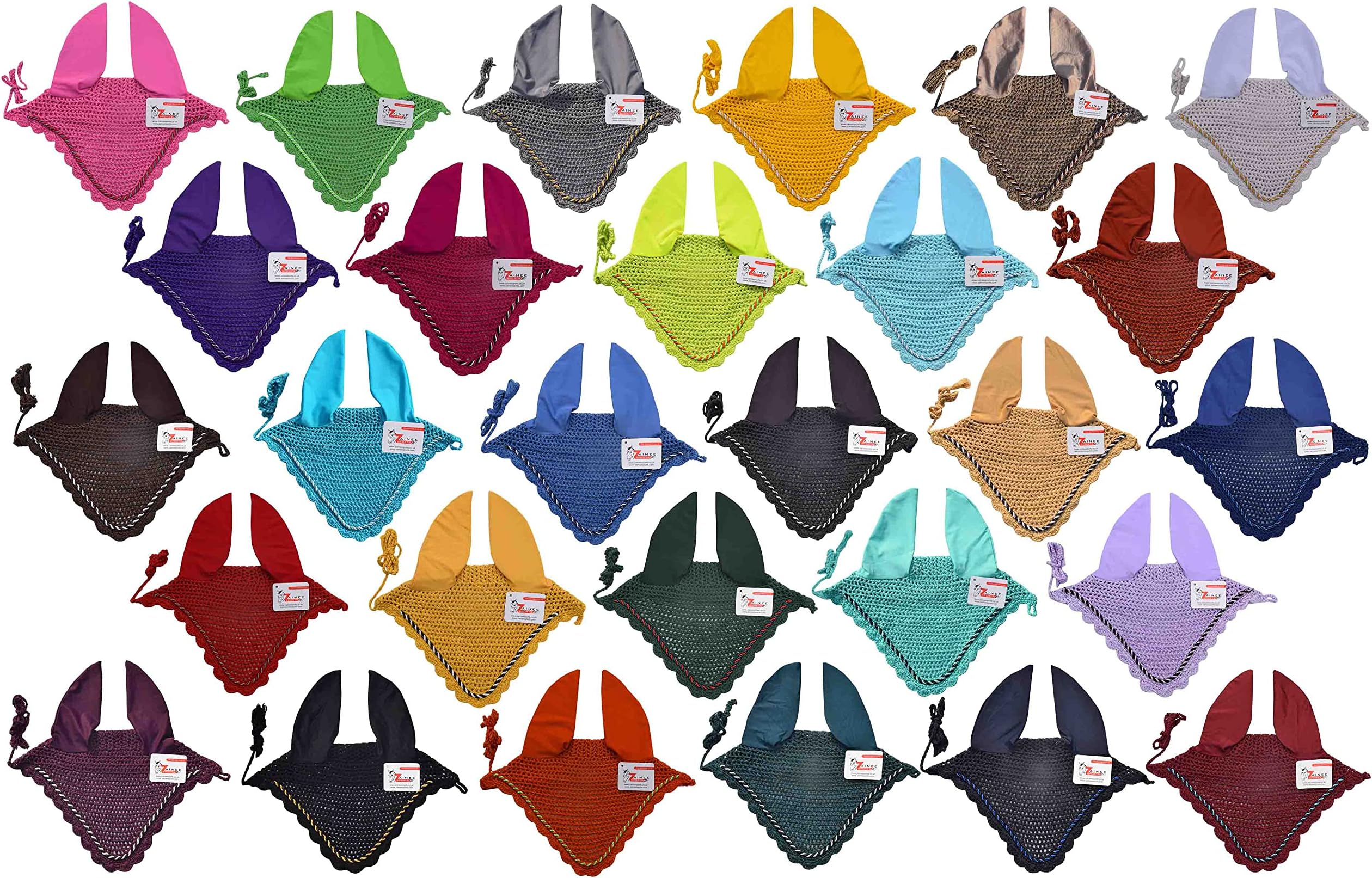 Amazon.com: Crystal Horse Fly Bonnet 15 Colors Double Piping Ear Net ...