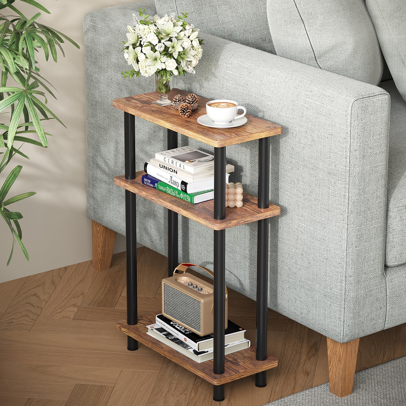 Amazon.com: Apicizon Small Narrow Side Table, 3-Tier Skinny End Table ...