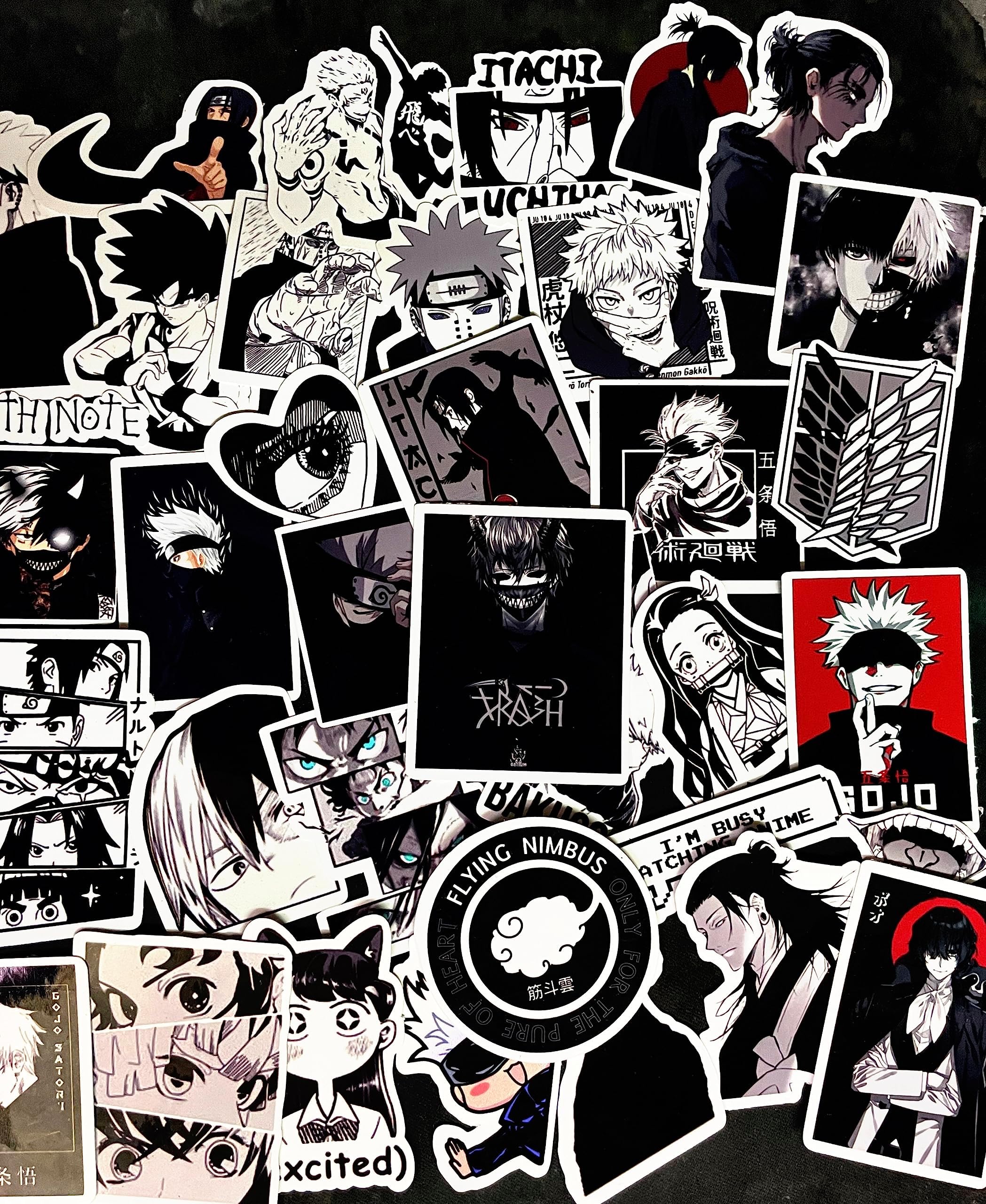 Sticker Fever 3M Vinyl B&W Asthetic Anime Stickers for Laptop,Mobile ...