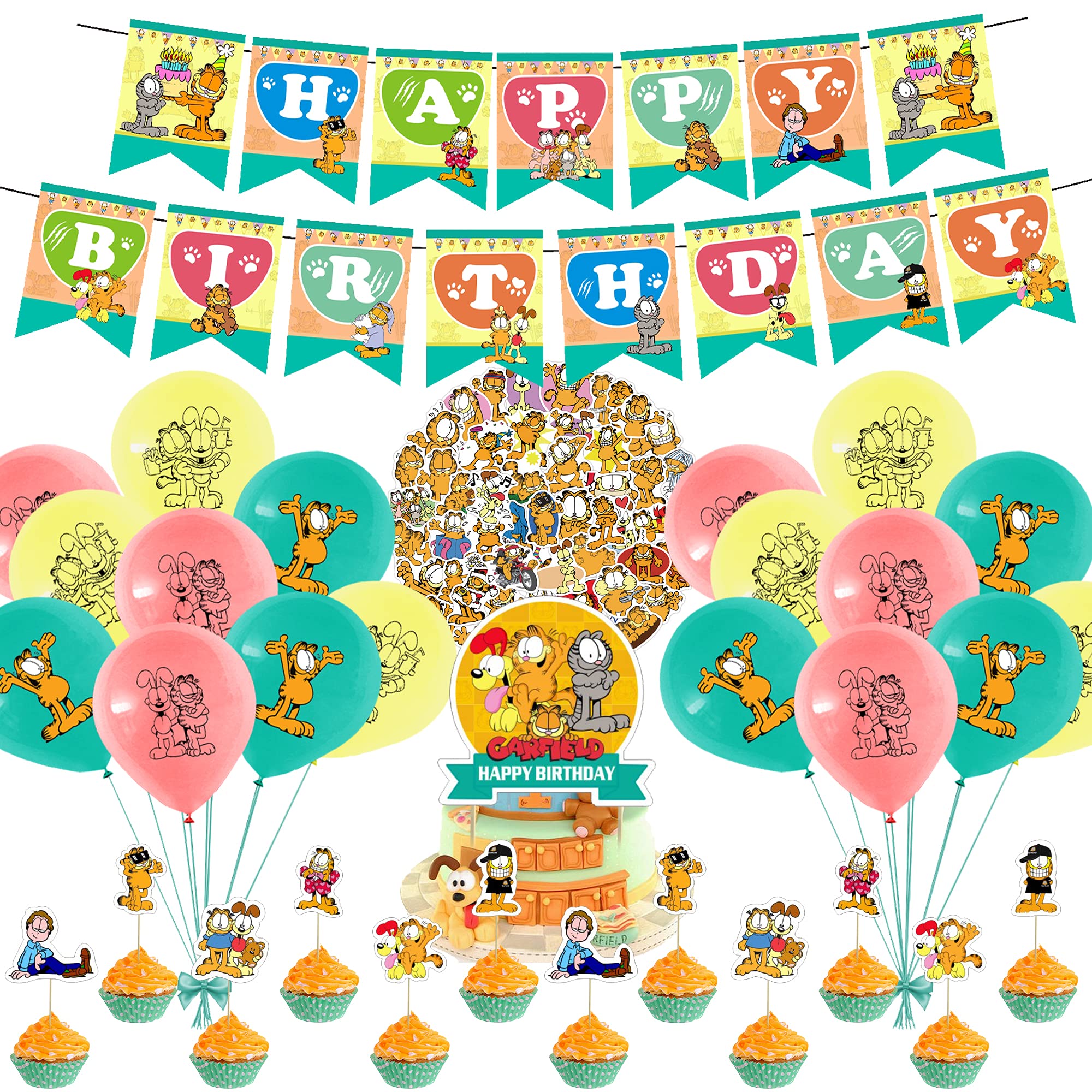 Buy 84 Pcs Cat Birthday Party Decorations Set, 1 Happy Birthday Banner ...