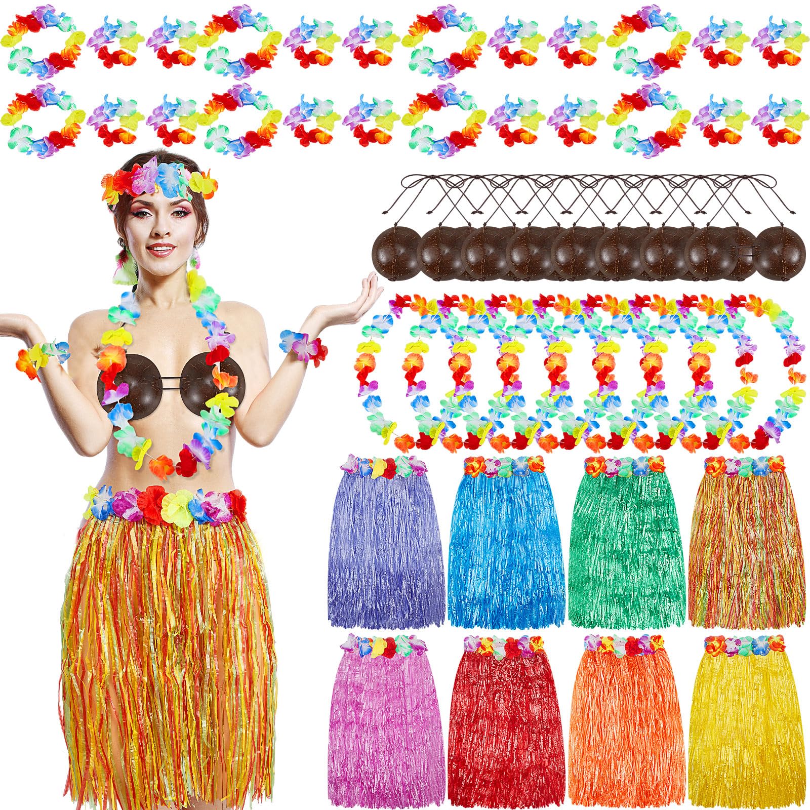 Snapklik.com : 8 Sets Coconut Bra Hula Skirt Costume Accessory Kit ...