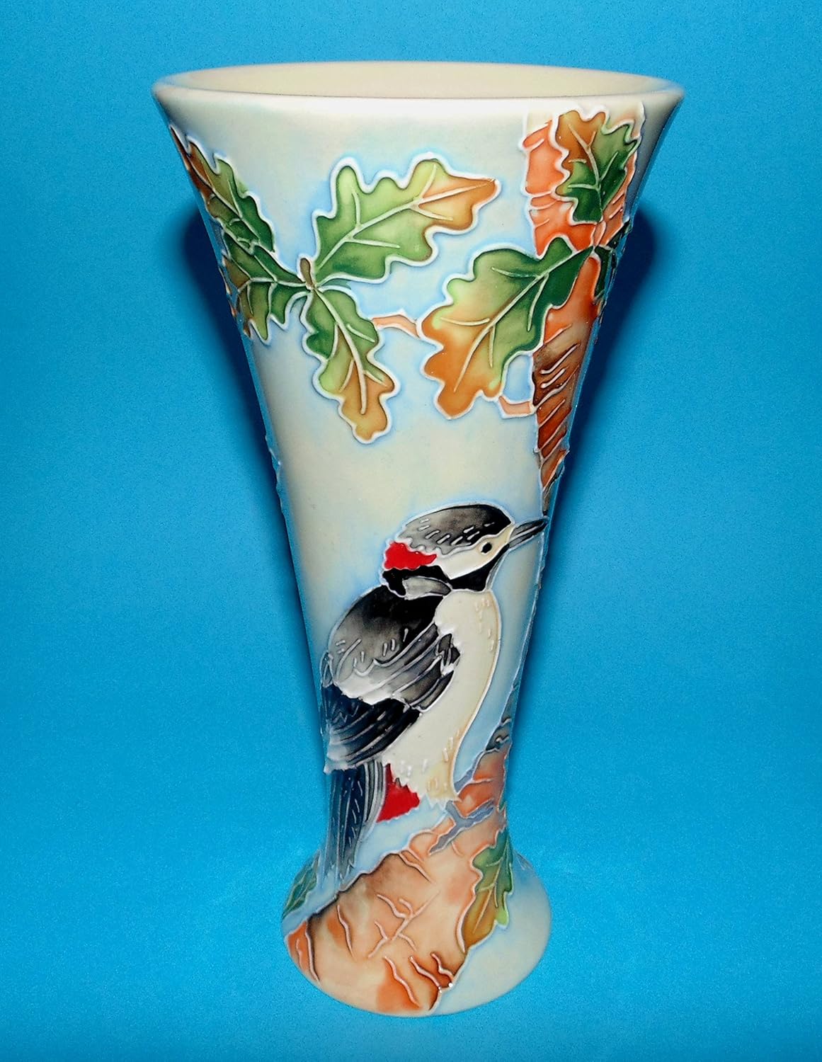 Old Tupton Ware British Birds Pattern 8" Ceramic Vase Woodpecker Design ...
