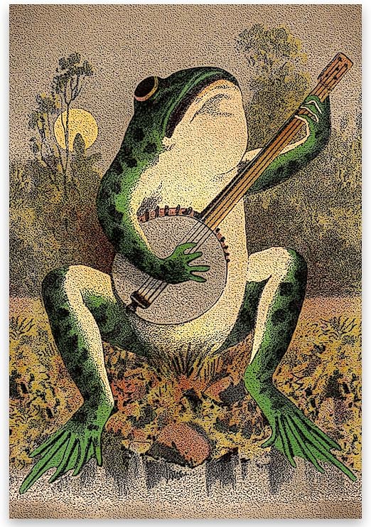 Amazon.com: Retro Frog Poster Funny Banjo Frog Canvas Wall Art Posters ...