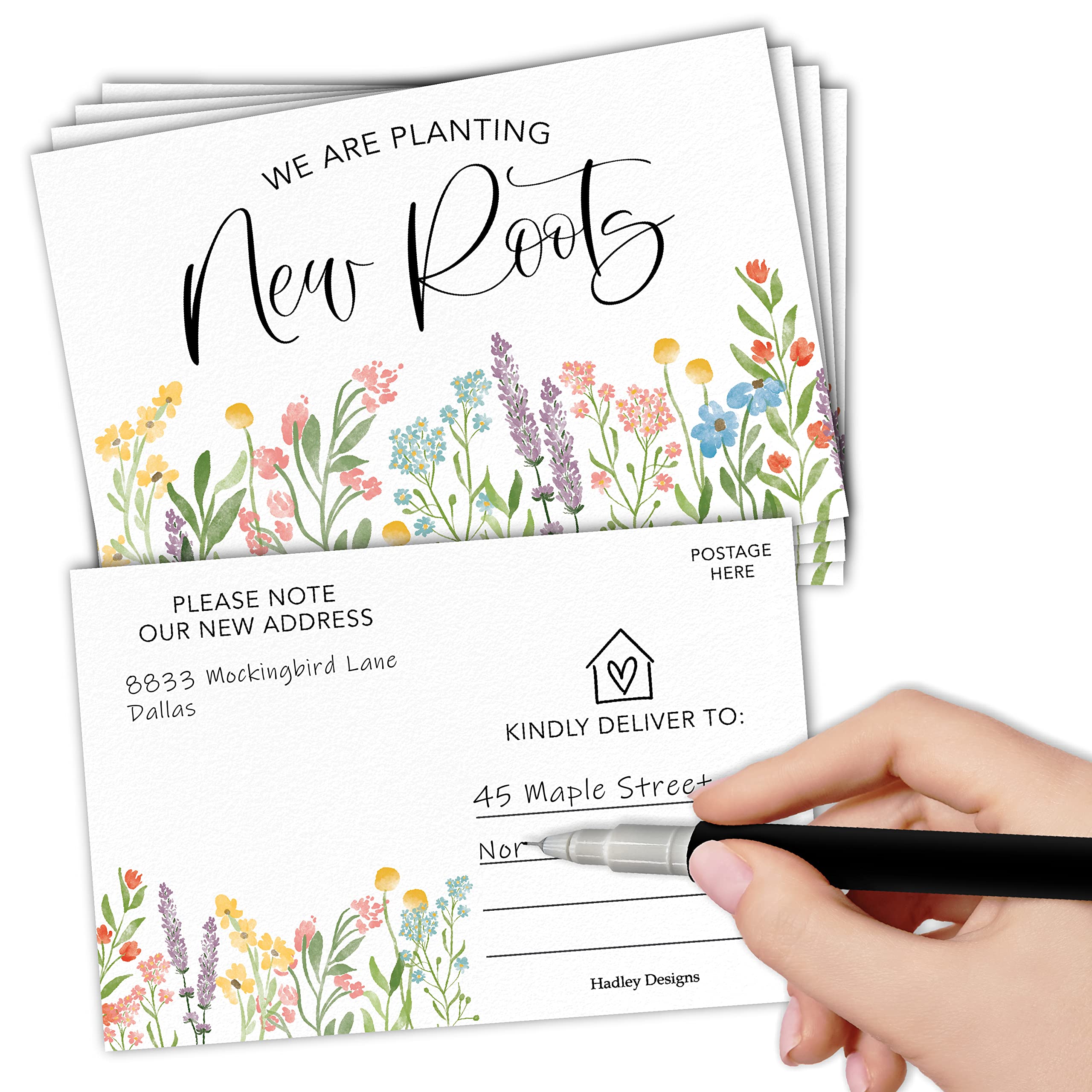Amazon.com : Hadley Designs 25 Floral Change Of Address Postcards - We ...