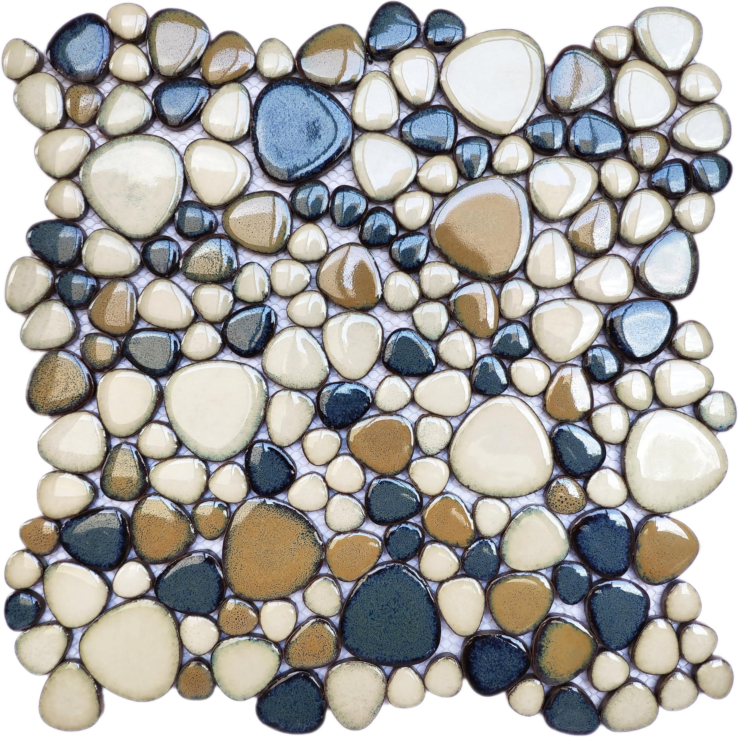 Natural Stone Polished Cobblestone Pebble Tile Hand-Sorted River Rock ...