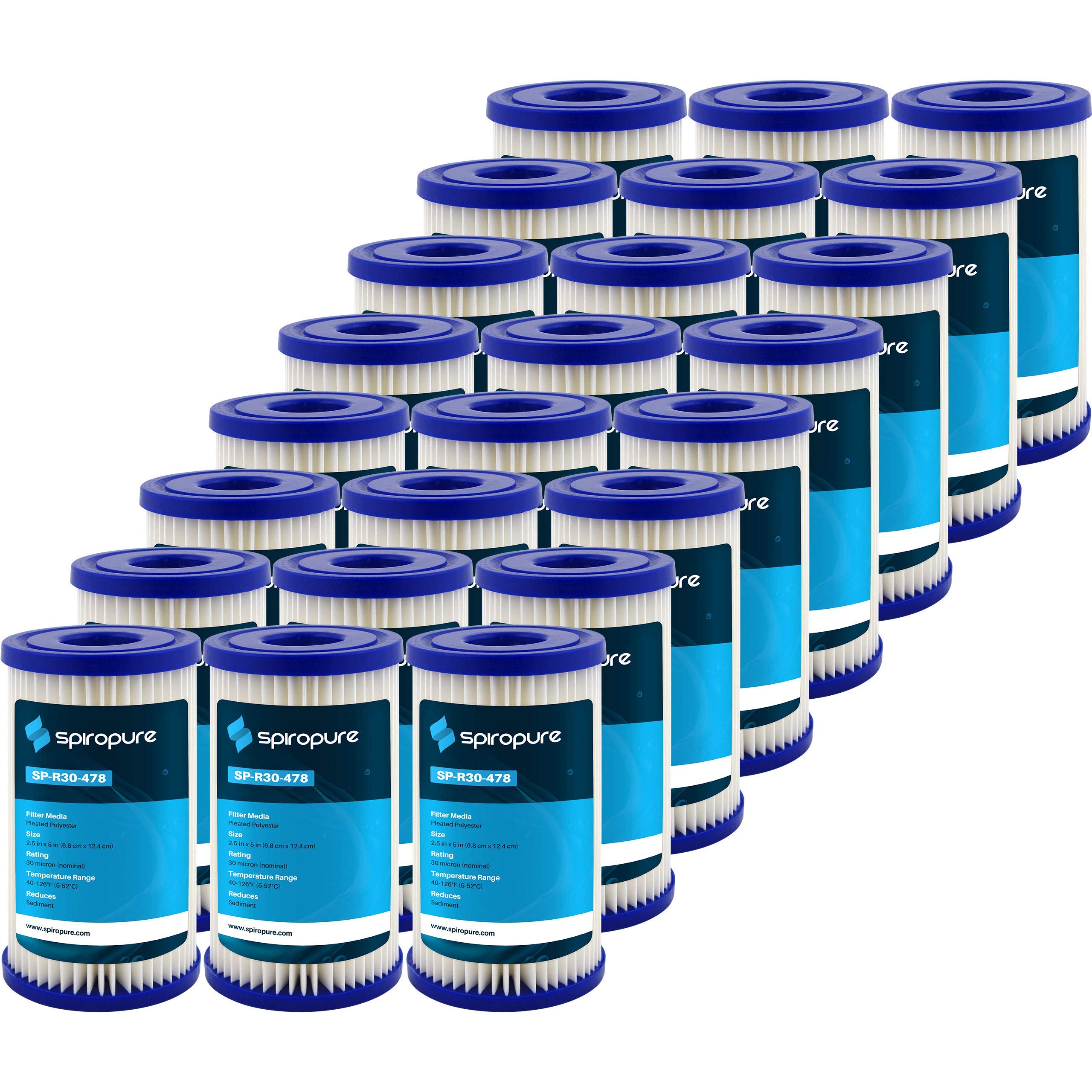 Amazon.com: SpiroPure SP-R30-478 5x2.5 30 Micron Pleated Polyester ...