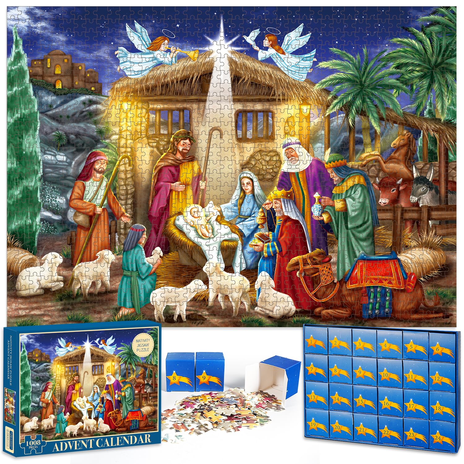 Nativity Scene Puzzle Advent Calendar 2024 Adult Teens, 24 Day ...