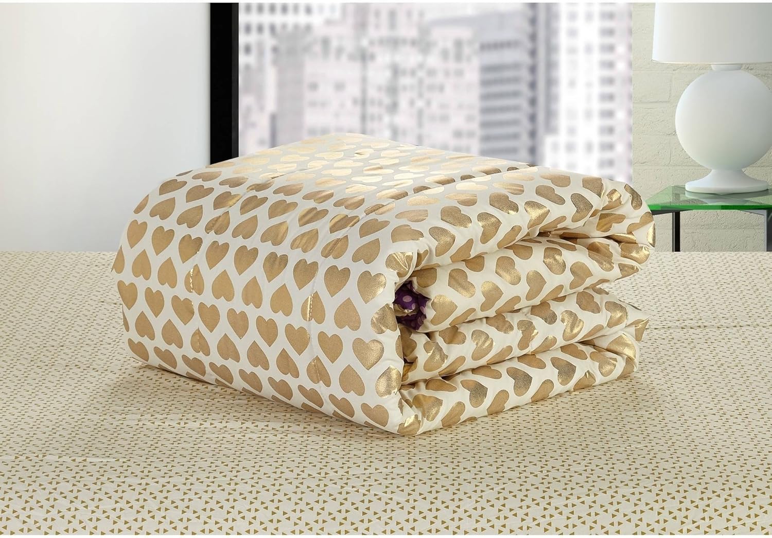 Amazon.com: Idea Nouva Gold Hearts Bed in A Bag, Queen : Home & Kitchen