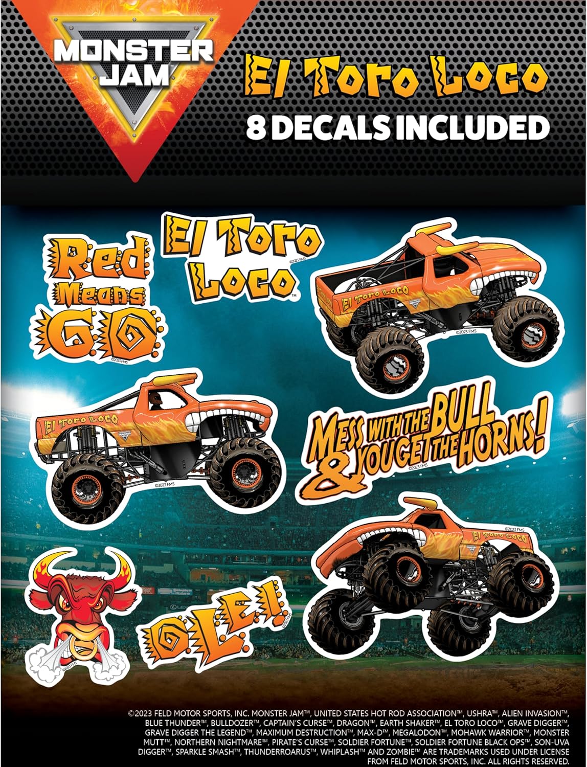 Amazon.com - Monster Jam El Toro Loco Decals - Set of 8 Orange El Toro ...