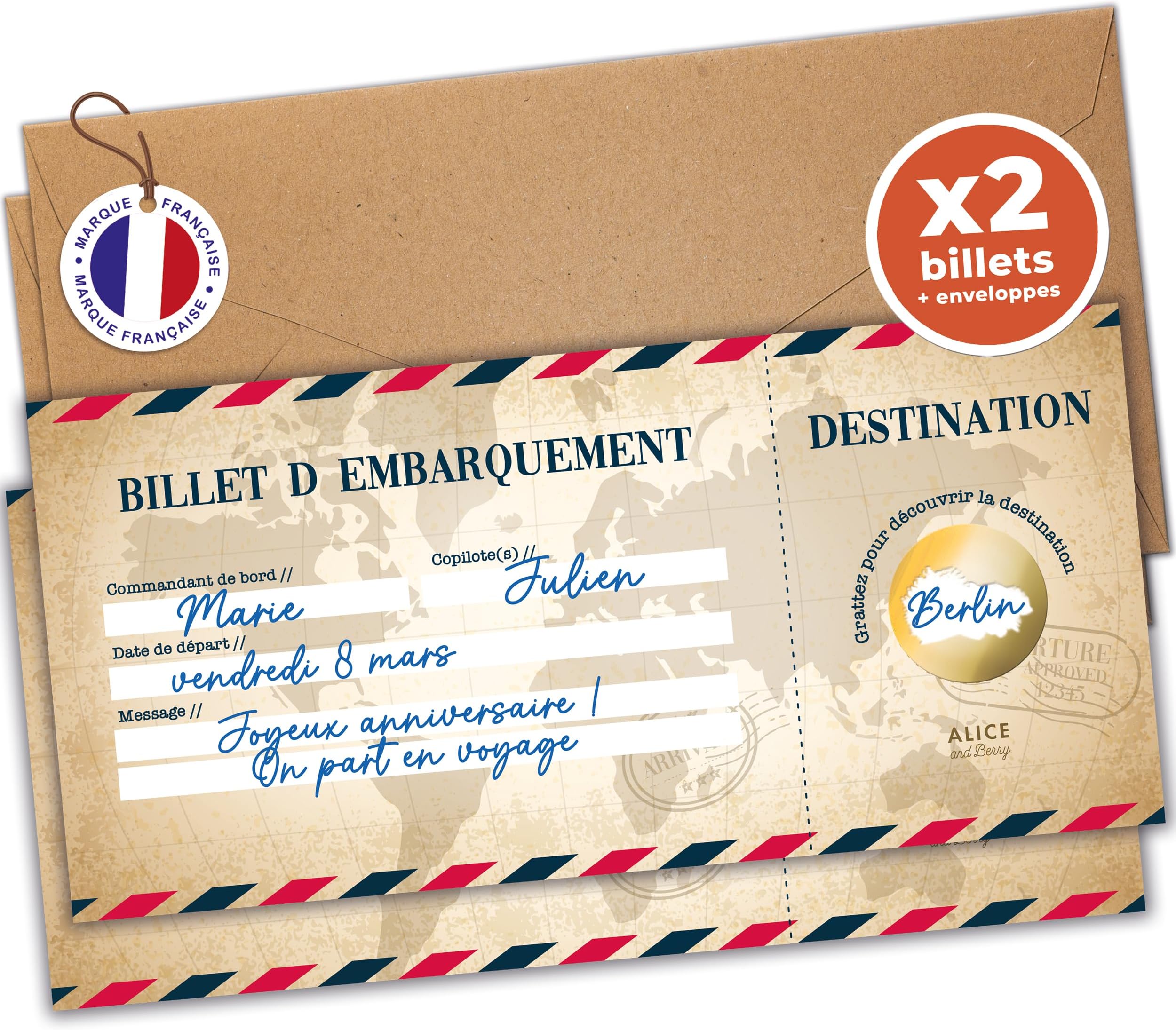 EVTI 2 Cartes à gratter Voyage surprise personnalisable - Cartes ...