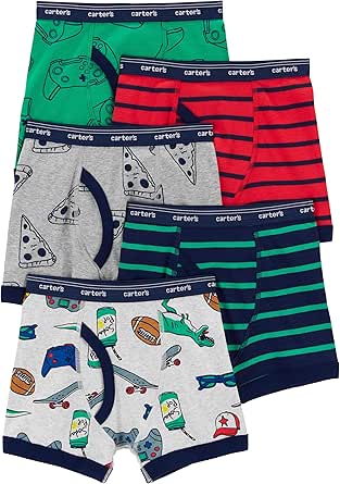 Amazon.com: Carter's Boy's 5-Pack Cotton Boxer Briefs (Multi Pizza ...