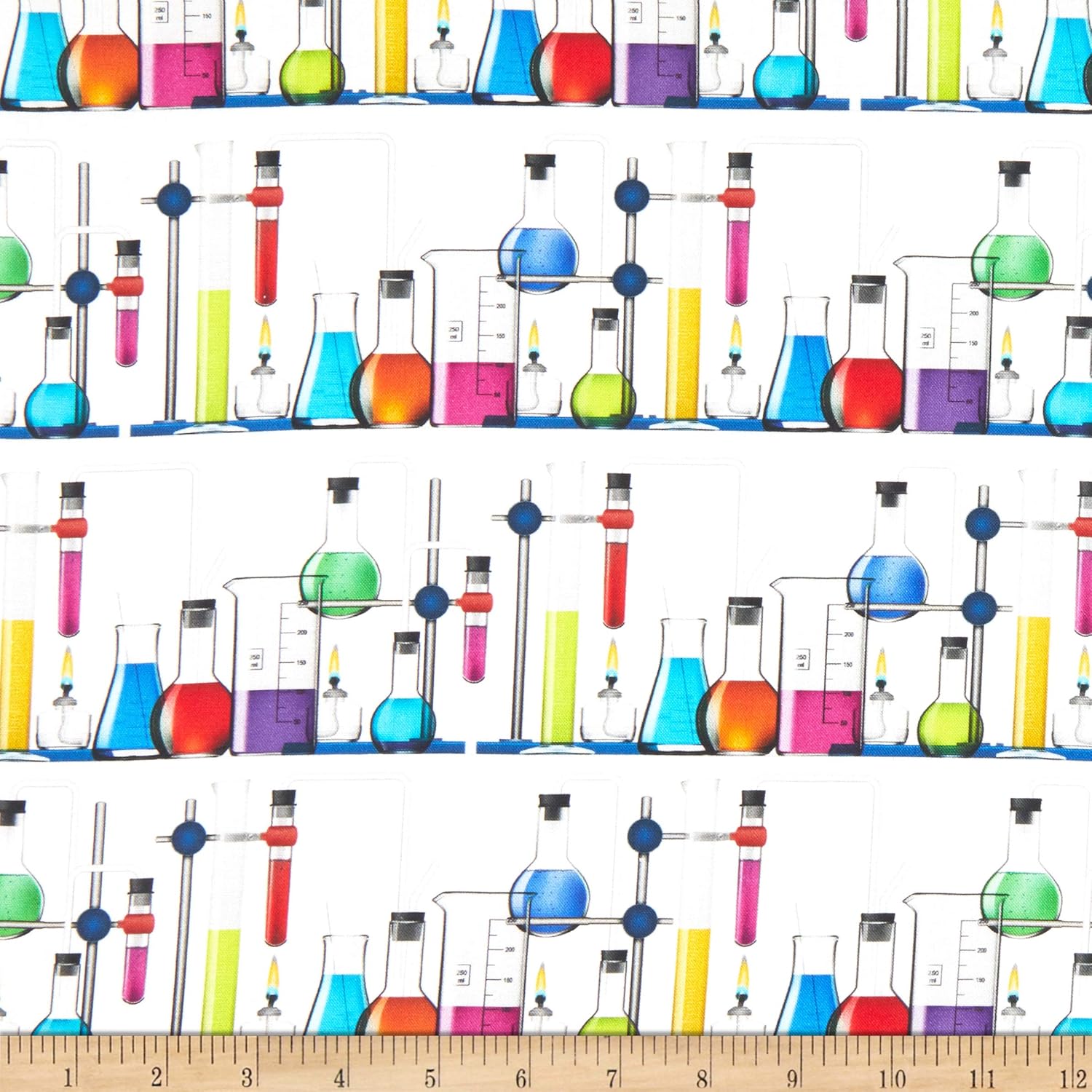Amazon.com: Kaufman Science Fair 3 Beakers Bright Idea, Quilting Fabric ...