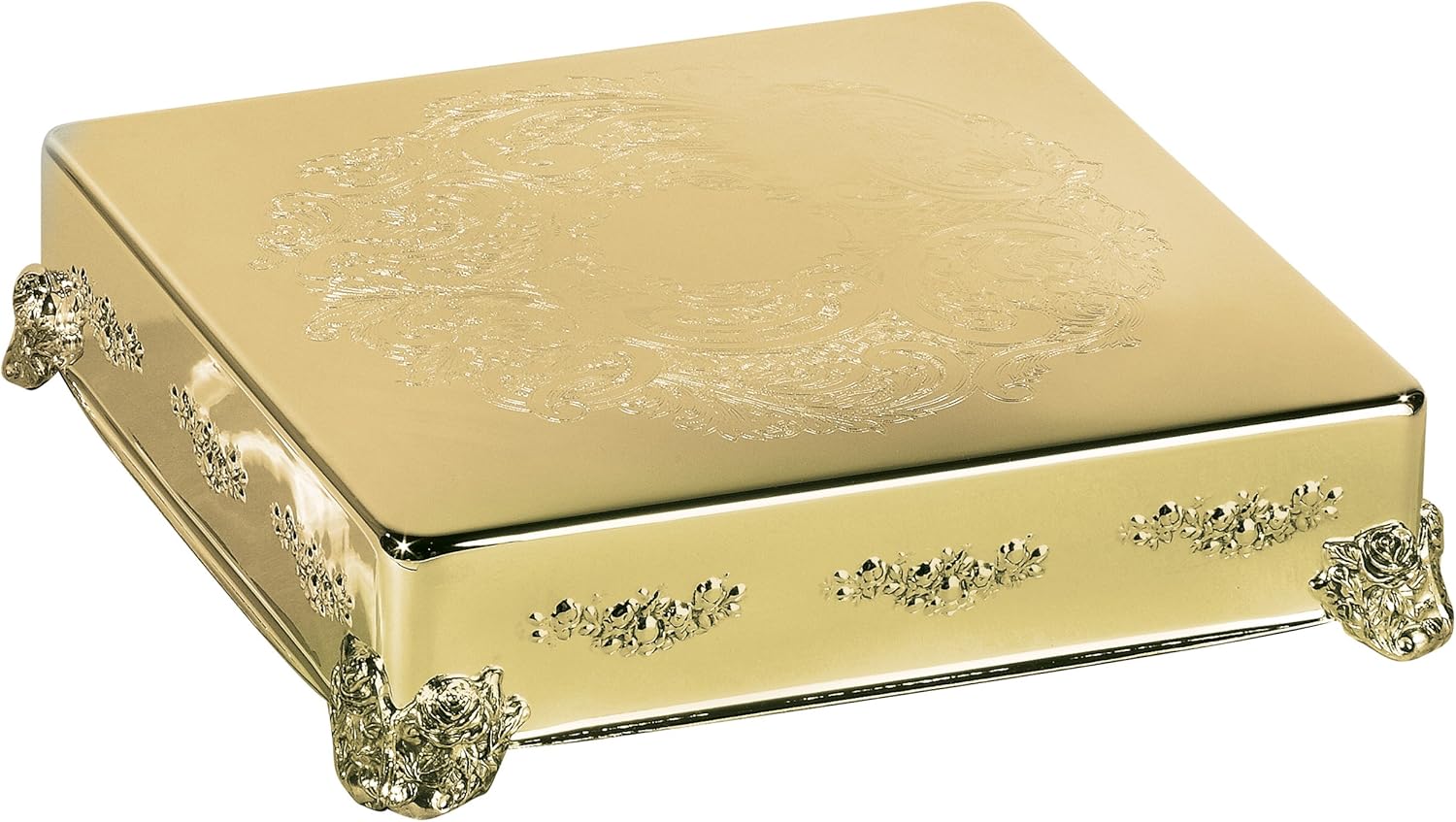 Amazon.com | 14" Square Cake Plateau, Gold Plated: Cake Stands: Cake Stands