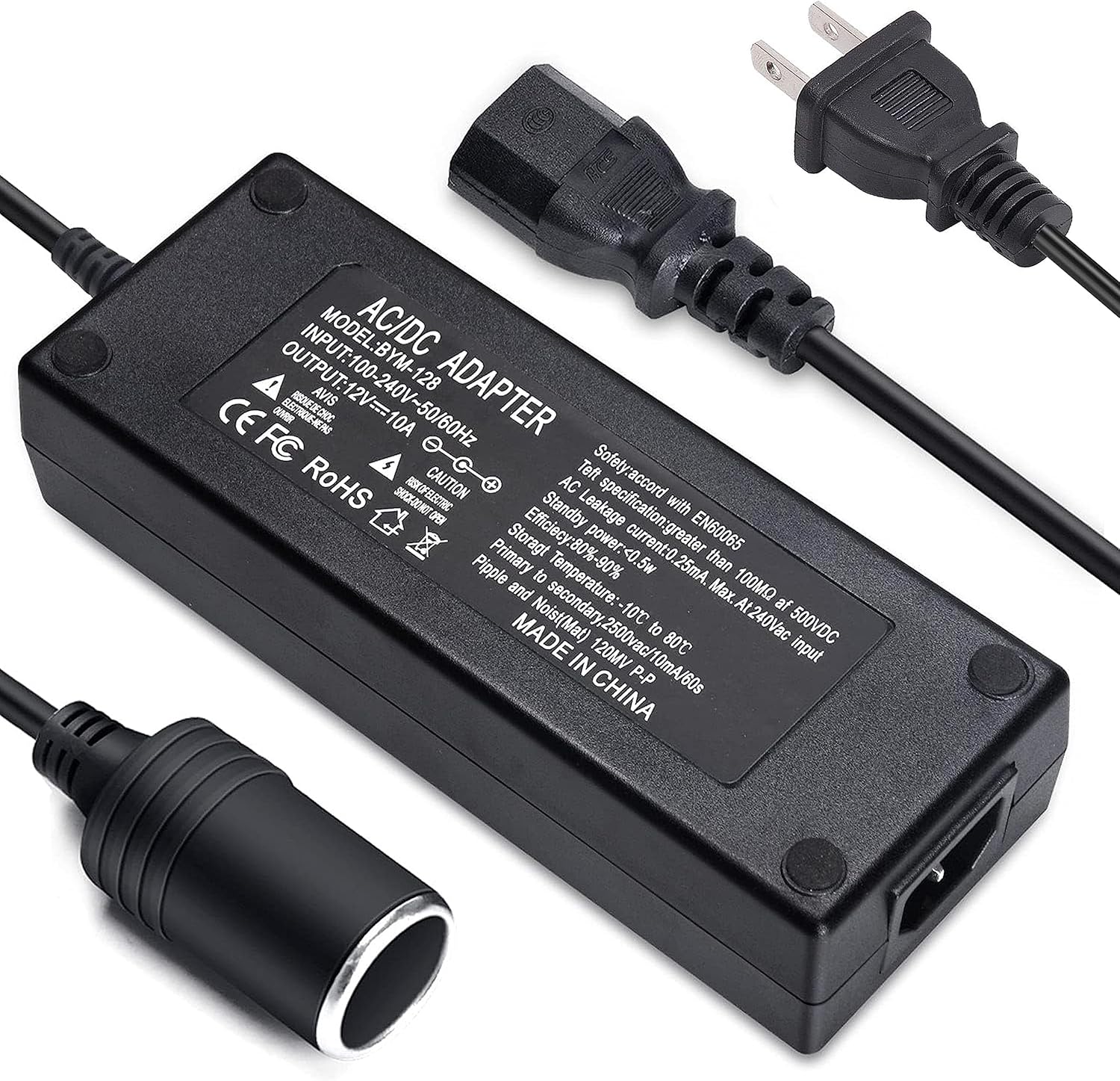 Vantapow 12V 10A Car AC to DC Converter Power Adapter Female Auto ...