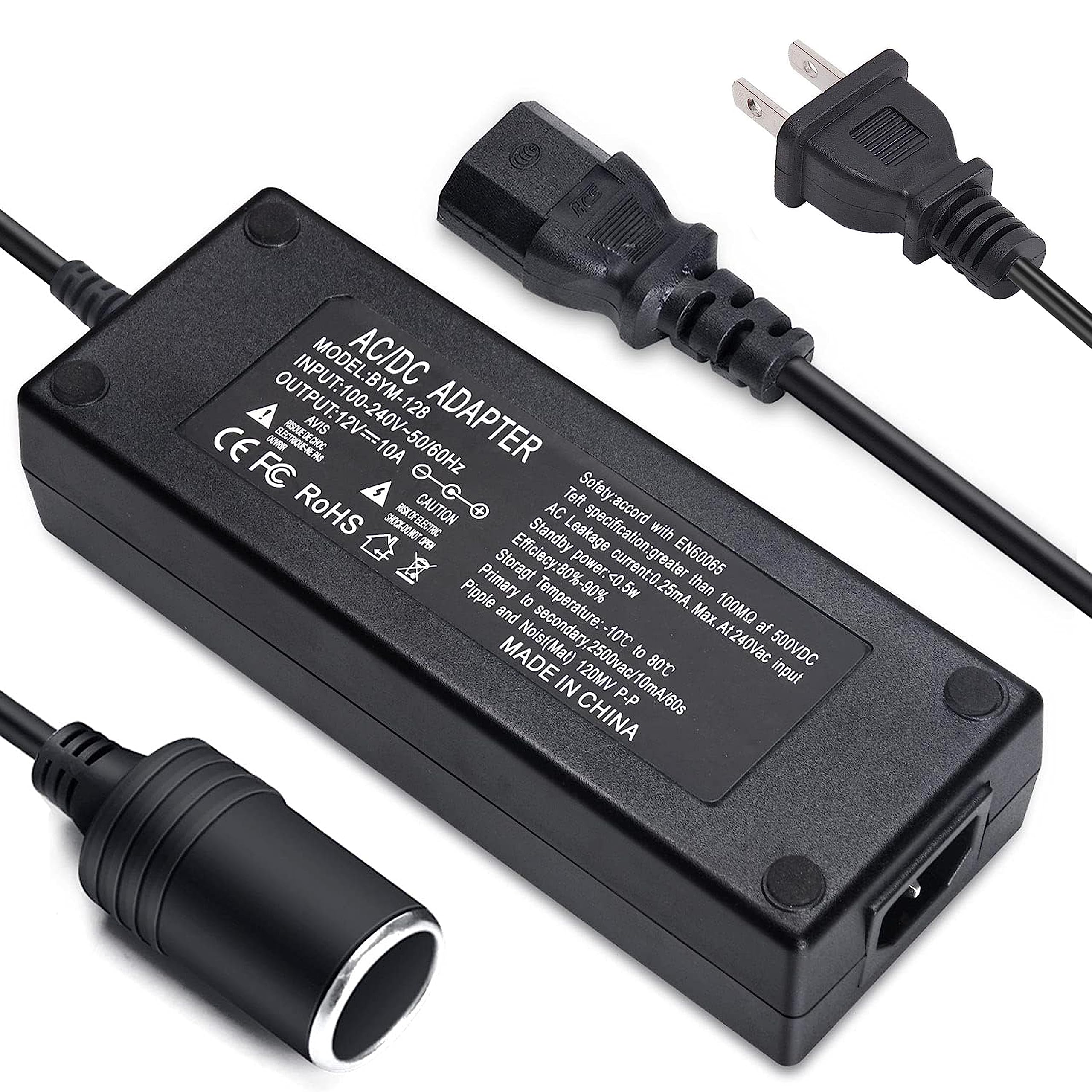 Vantapow 12V 10A Car AC to DC Converter Power Adapter Female Auto ...