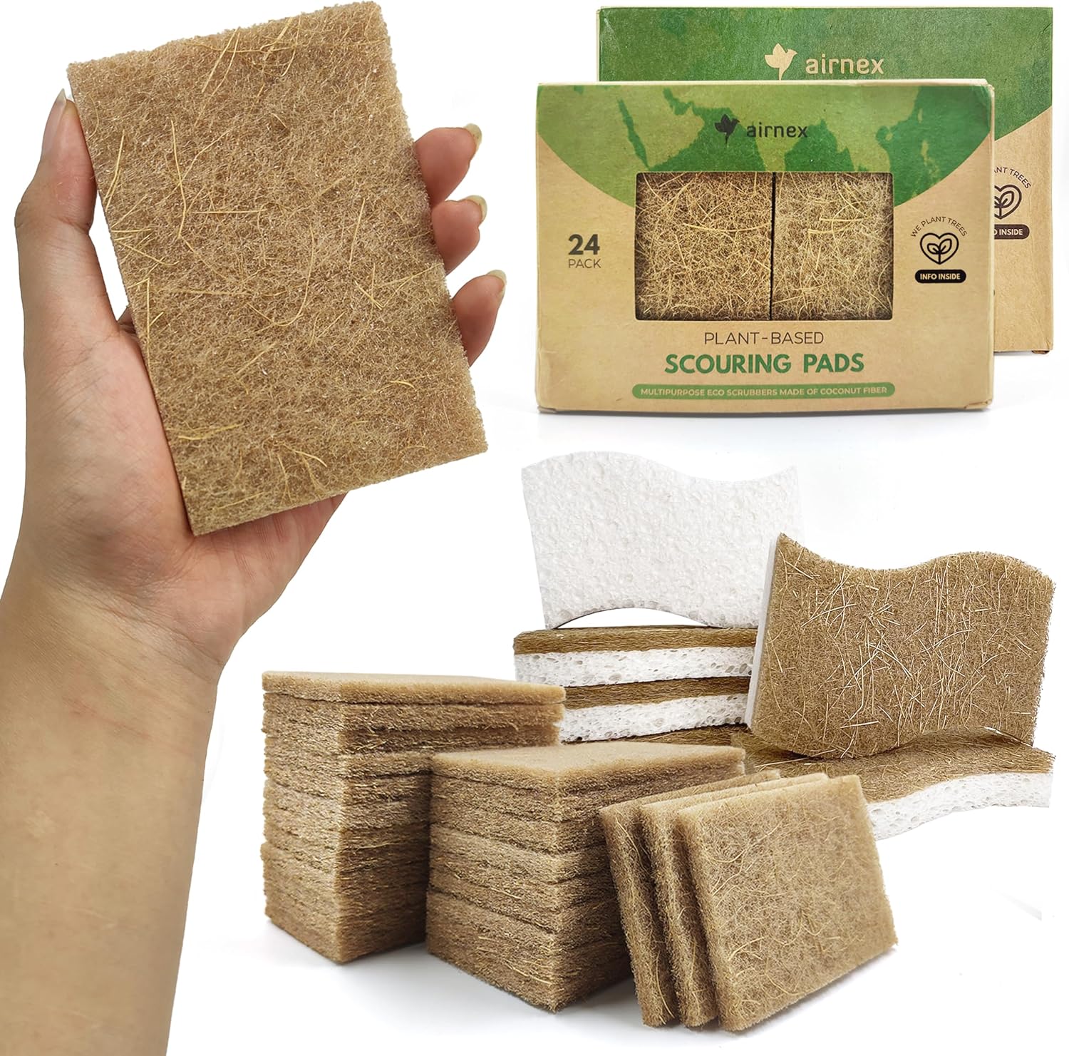 Amazon.com: AIRNEX Pack of 24 Non Scratch Scouring Pads for Pots and ...