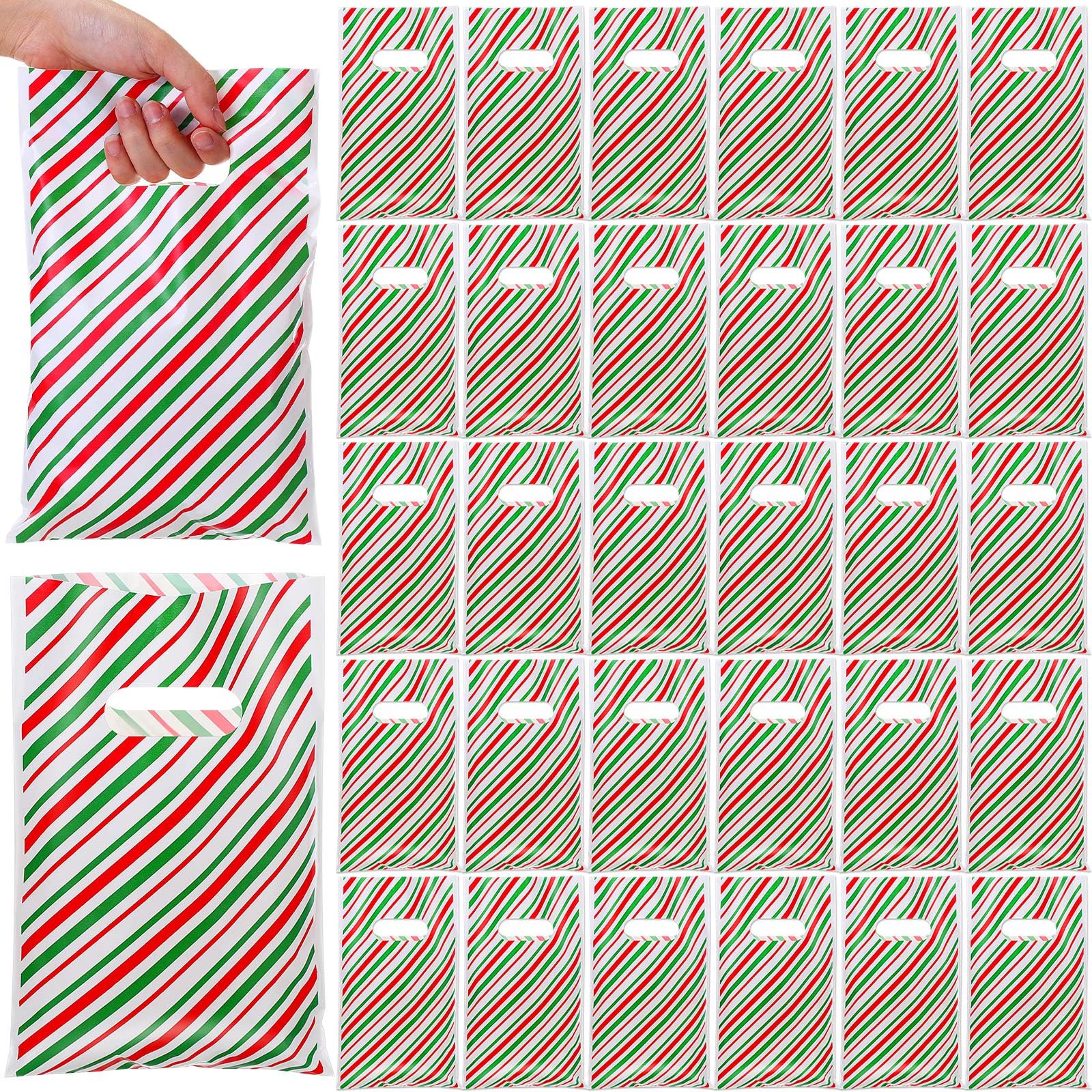 Amazon.com: GliCraft 100 Pcs Christmas Candy Gift Bags with Handle ...