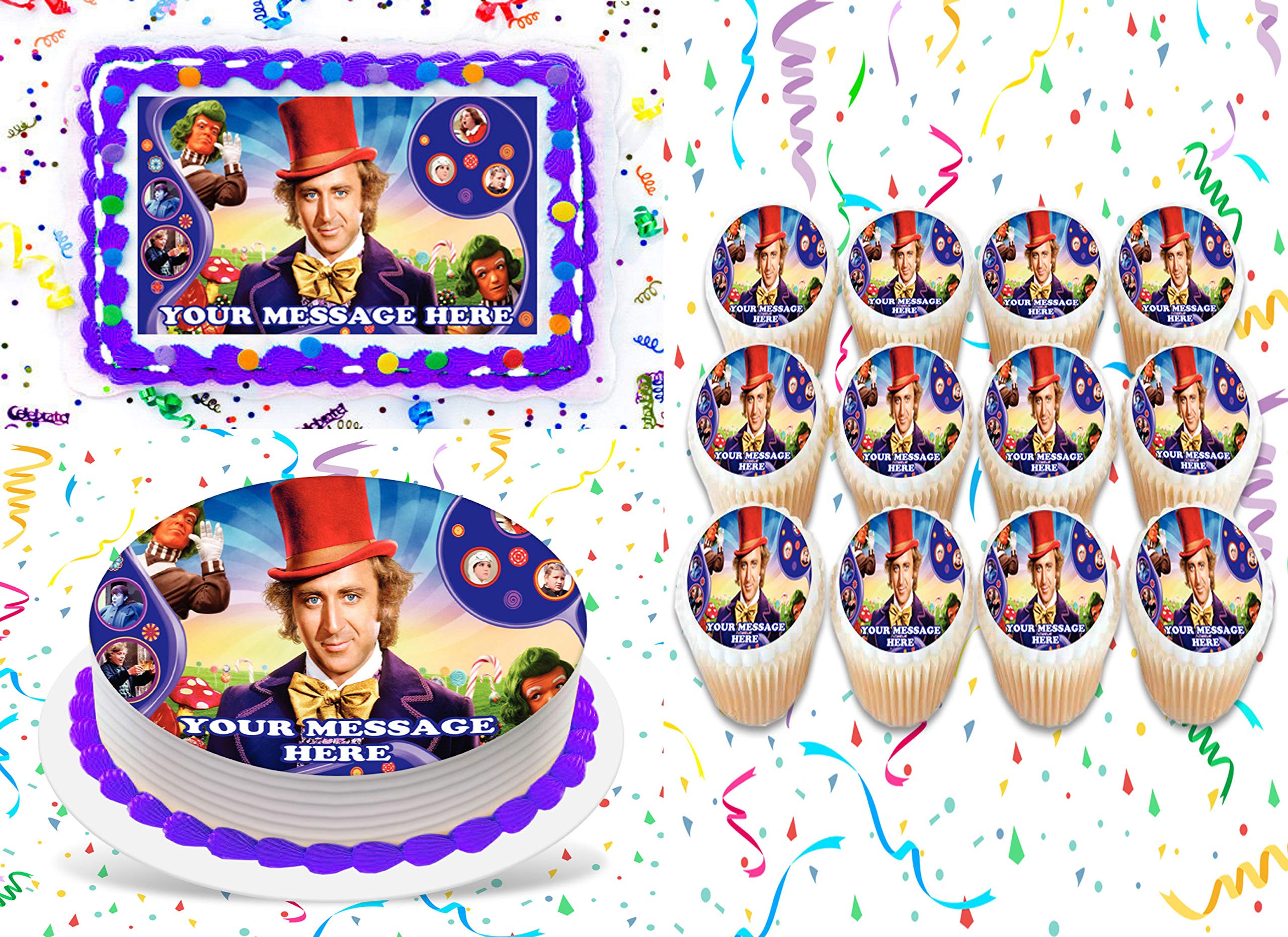 Willy Wonka Chocolate Bar Edible Icing Cake Topper