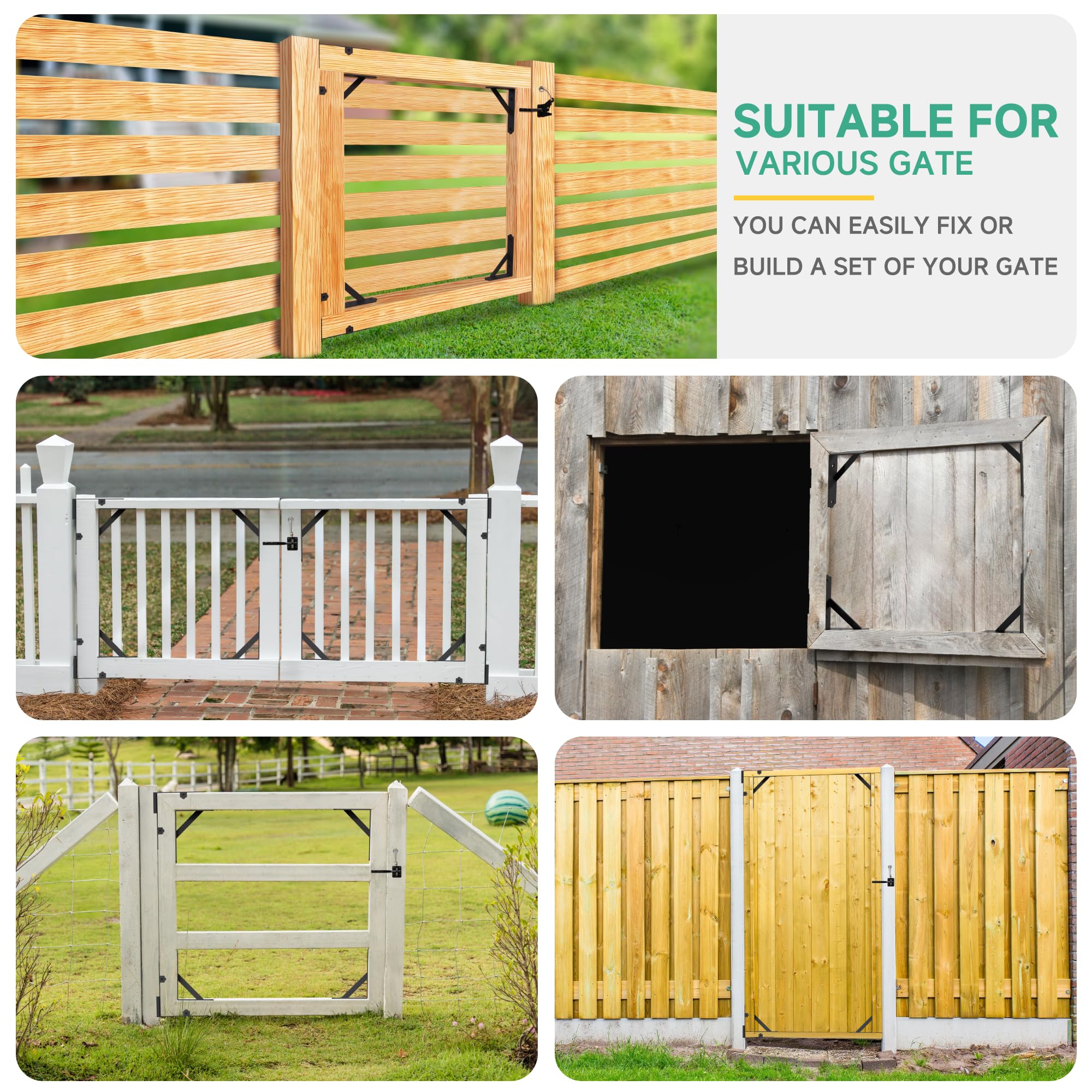 Gate Latch Fence Gate Kit, Anti Sag Gate Kit For Wooden Fence; Heavy ...
