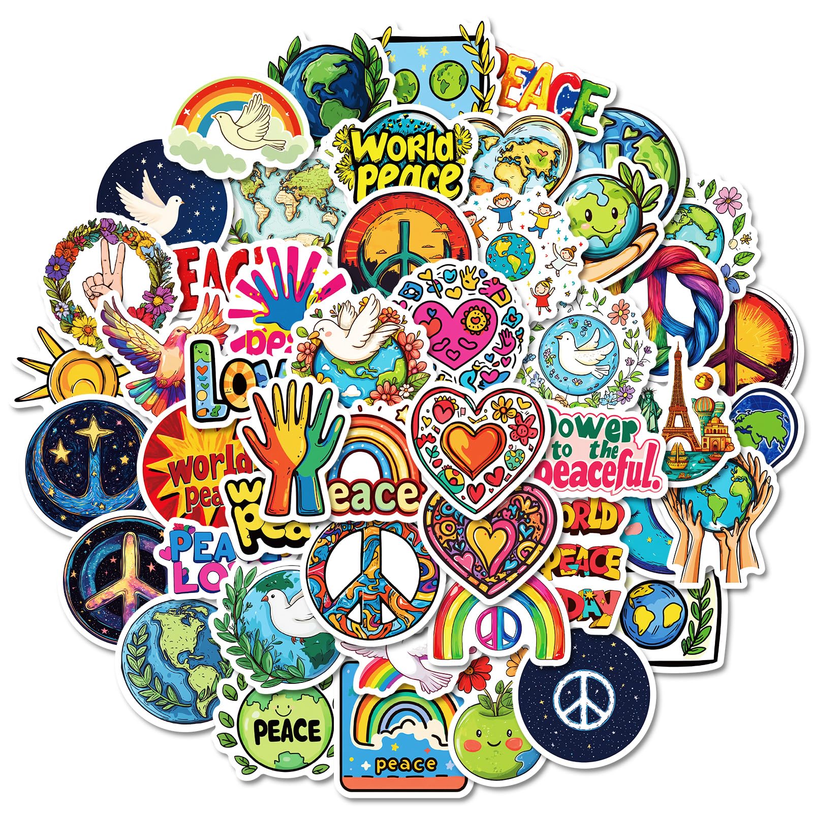 Amazon.com: 50pcs Peace and Love Stickers Waterproof Vinyl Decals for ...