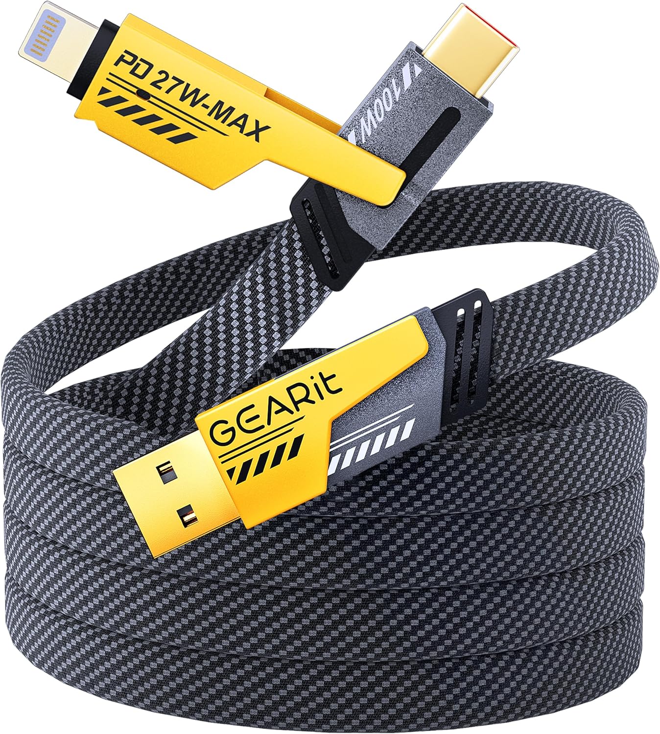 Amazon.com: GEARit 100W 4-in-1 Charging Cable - Fast-Charging Flat (4.6 ...