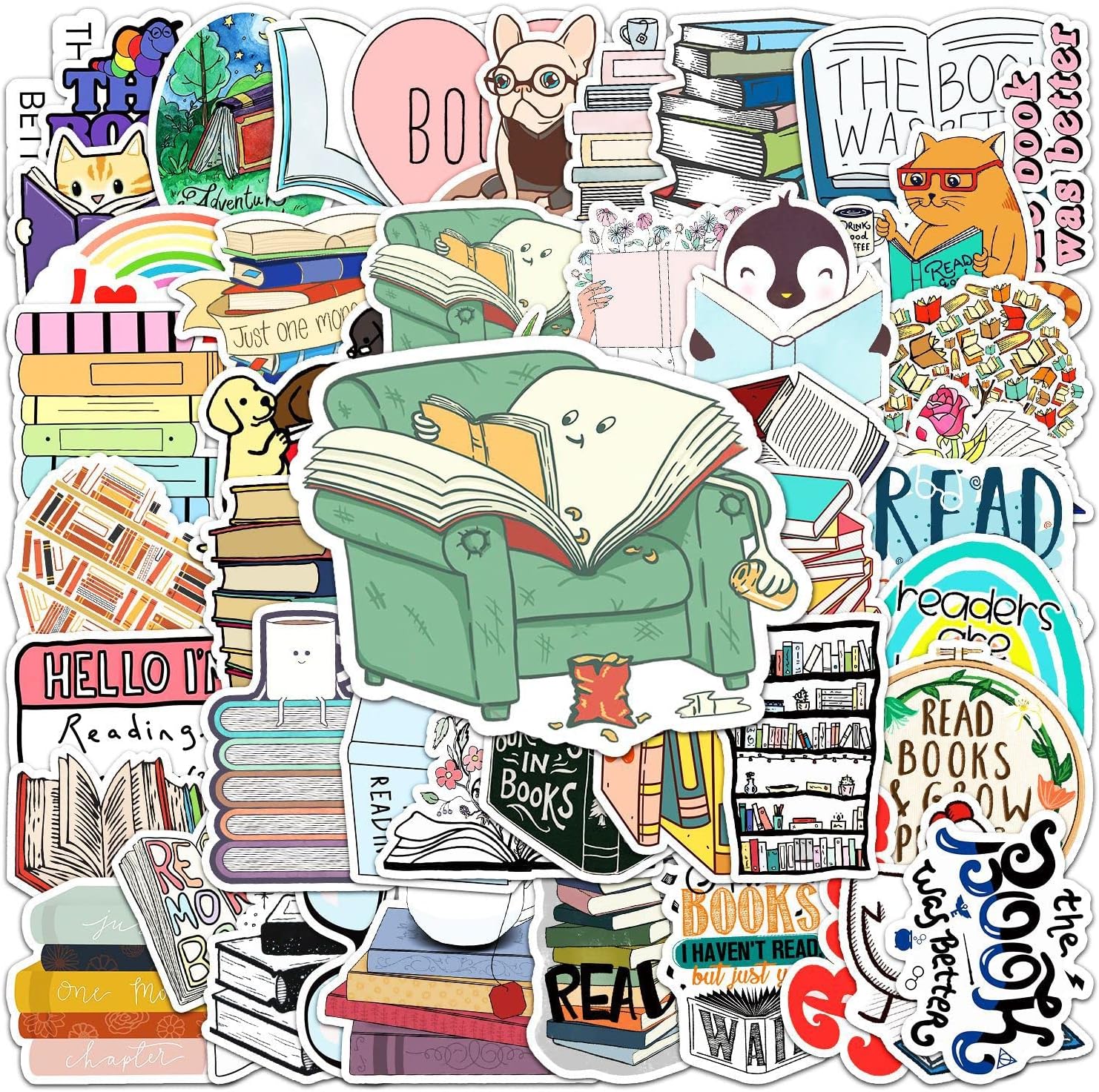 Amazon.com: Reading Book Stickers, 50PCS Reading Lovers Stickers for ...