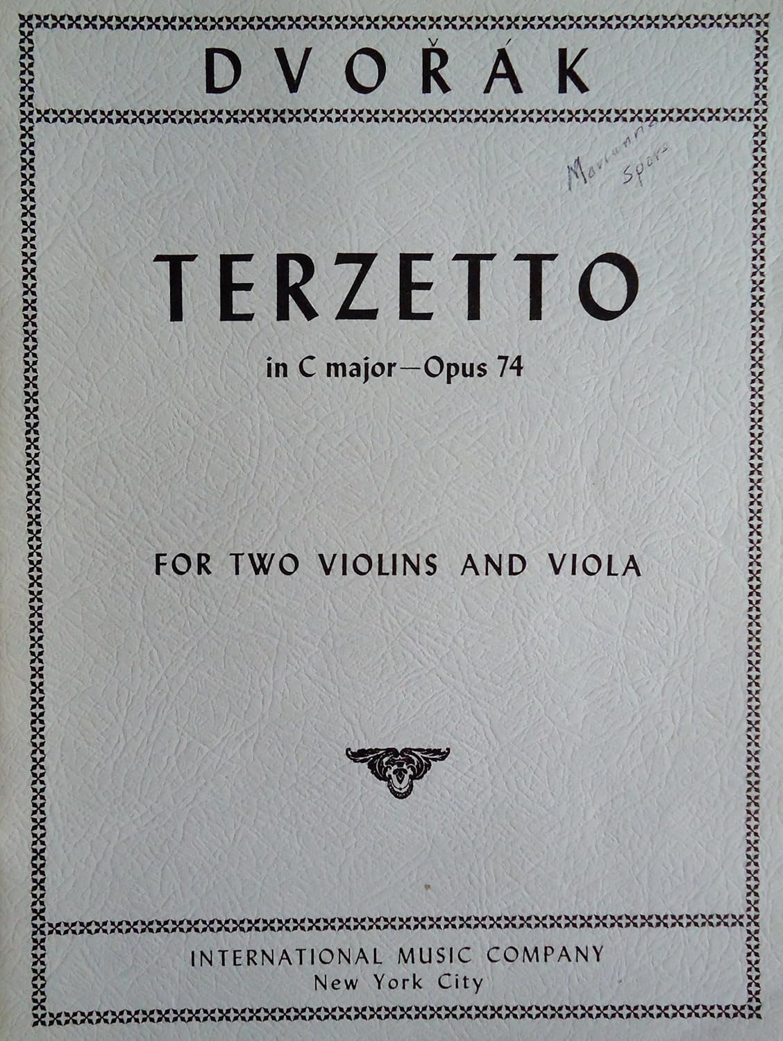 Dvorak Terzetto In C Major-Opus 74 For Two Violins And Viola Score ...