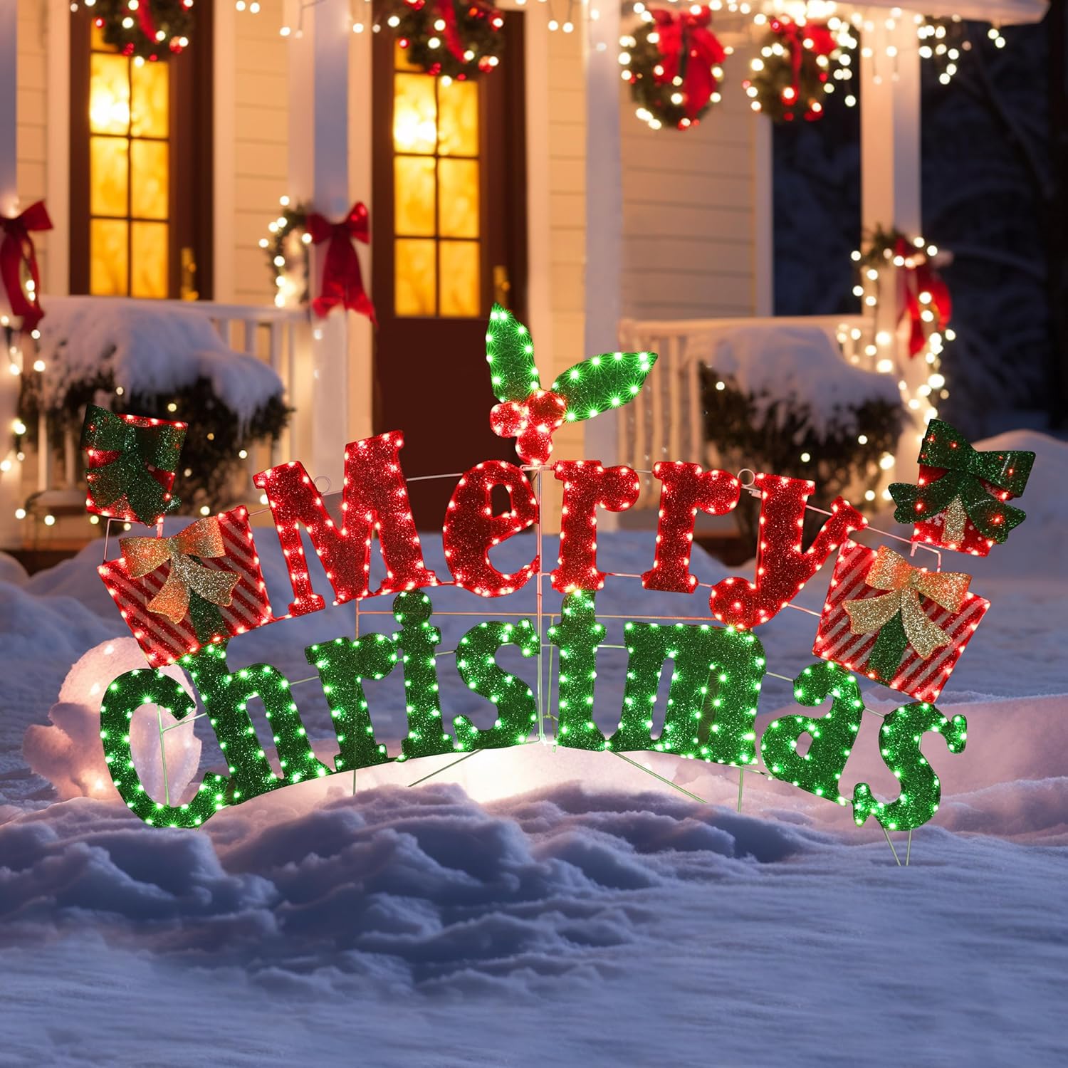 Amazon.com: VEIKOU 6FT Lighted Outdoor Christmas Decorations, Holiday ...