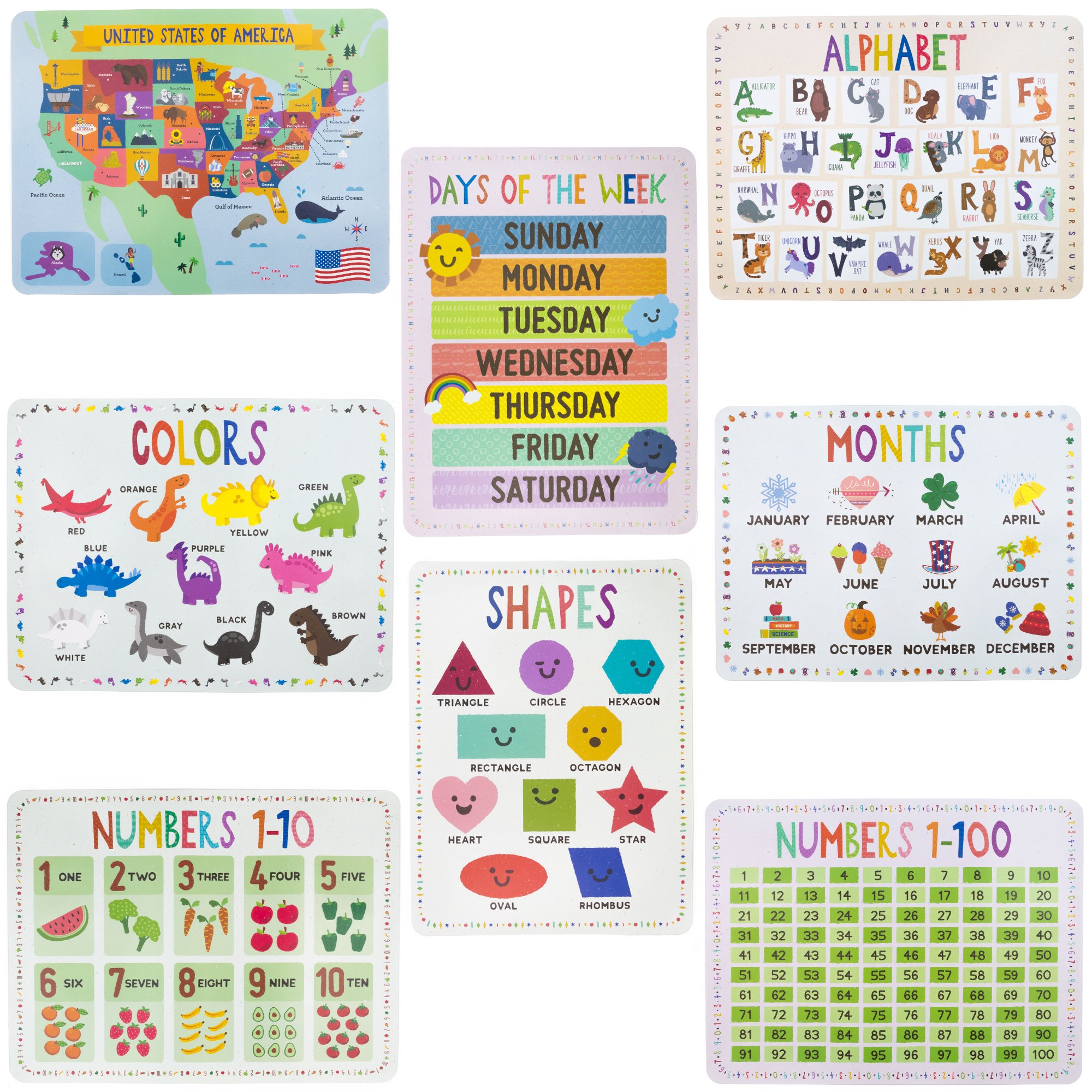 Buy 8-Pack Reversible Classroom Wall Posters 22" x 17" - Learn The ...