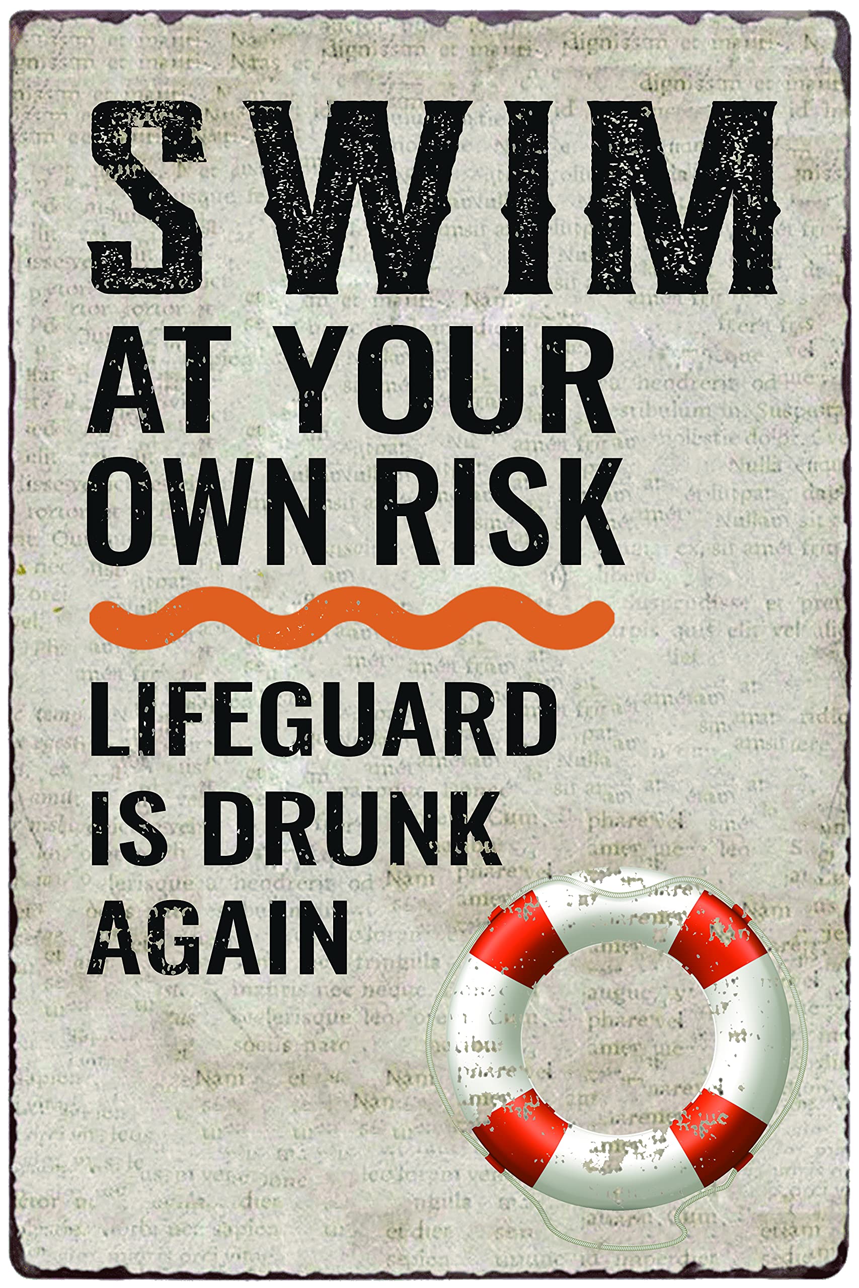 Funny Lifeguard Signs Pool Rules Swim At Your Own Risk Grilling Couple