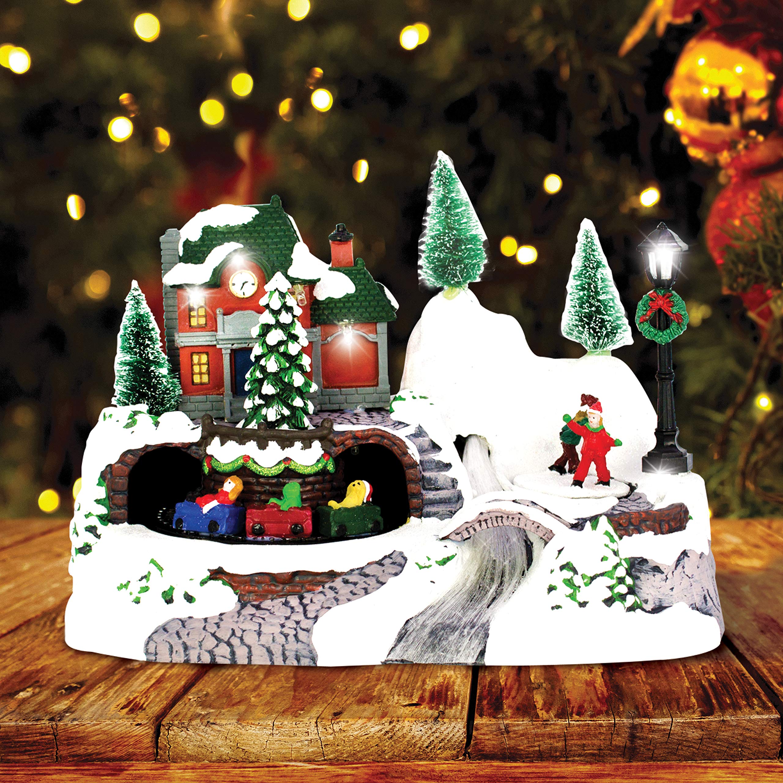 Animated Train Outdoor Christmas Lights Led Village W/ Revolving Train