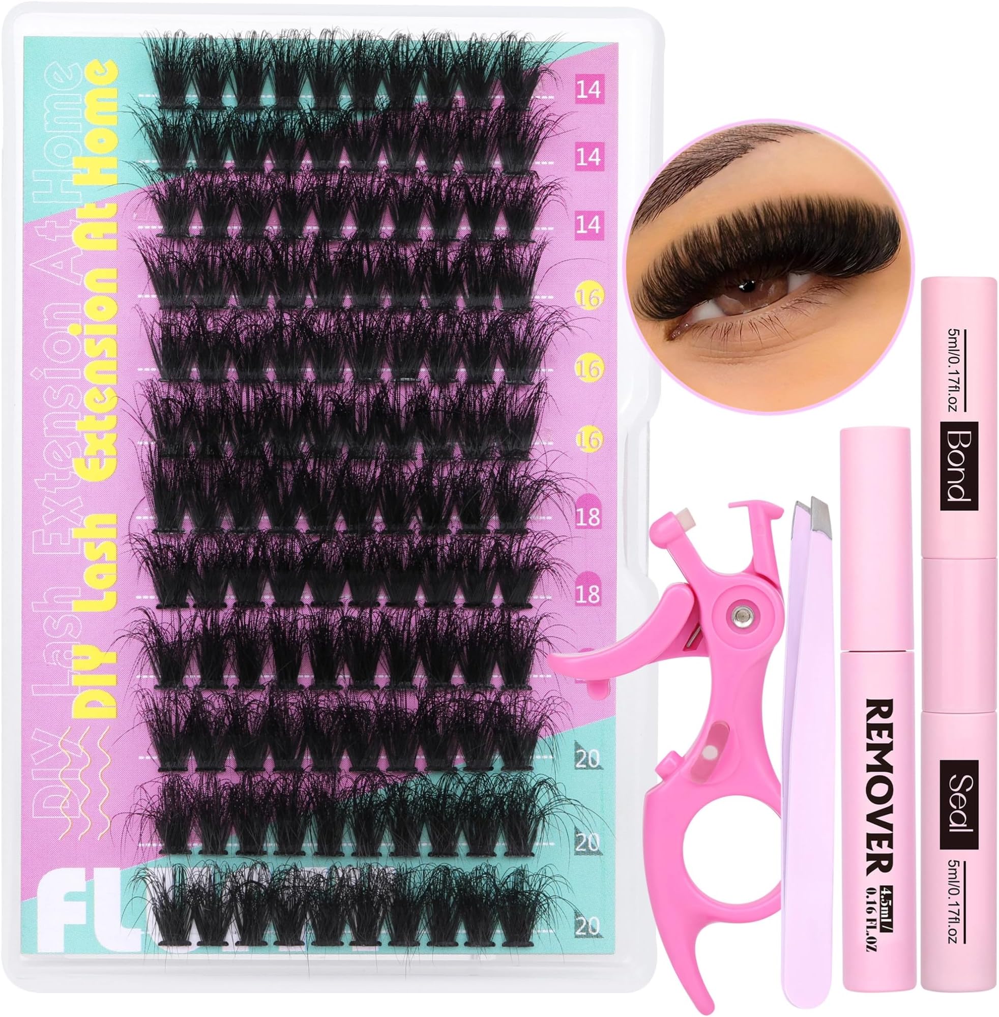 Amazon.com: Geeneiya Lash Clusters Kit Fluffy Lashes Extension Kit DIY ...