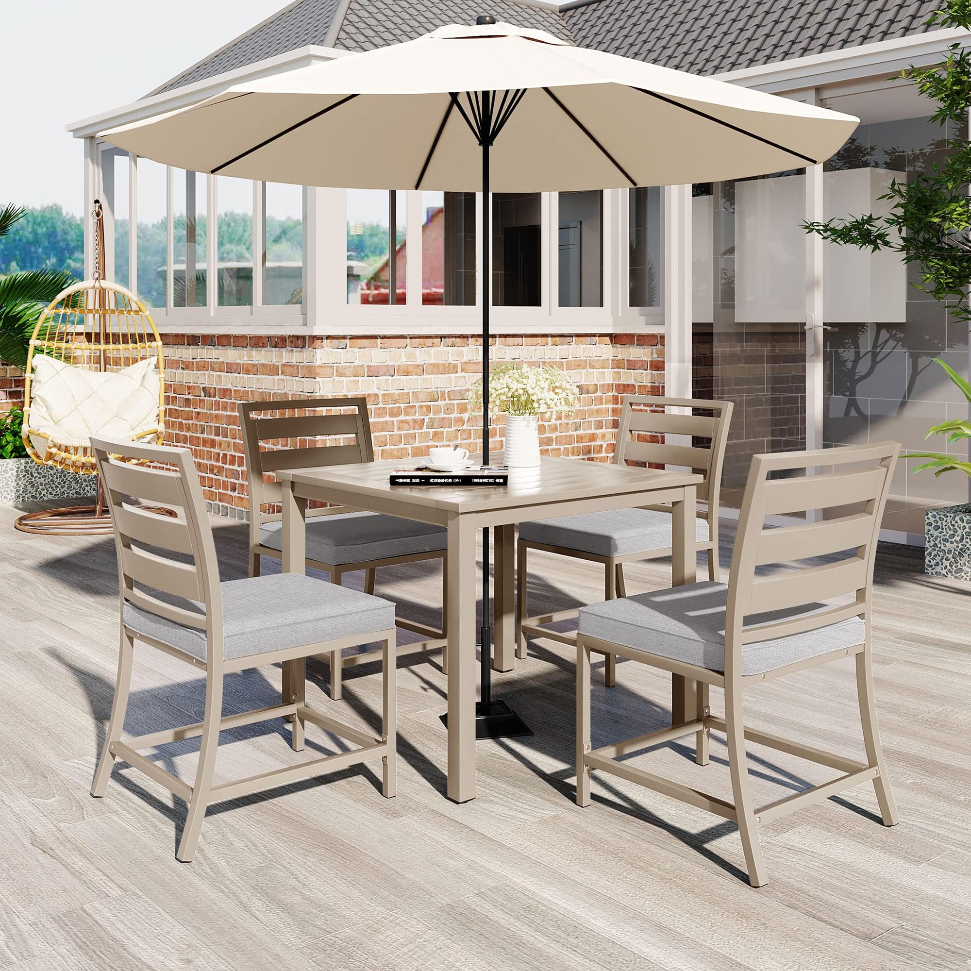 Amazon.com : Tensun 5 Pieces Patio Dining Set, All Weather Small Metal ...