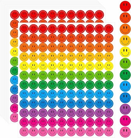 Amazon.com : 6000 PCS Happy Smile Stickers, 12 Colors Round Smile Face ...