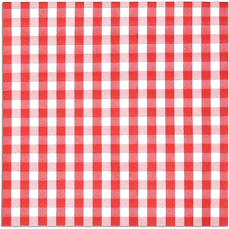 Amazon.com: 100 Sheet Gingham Paper Napkins Disposable Classic ...