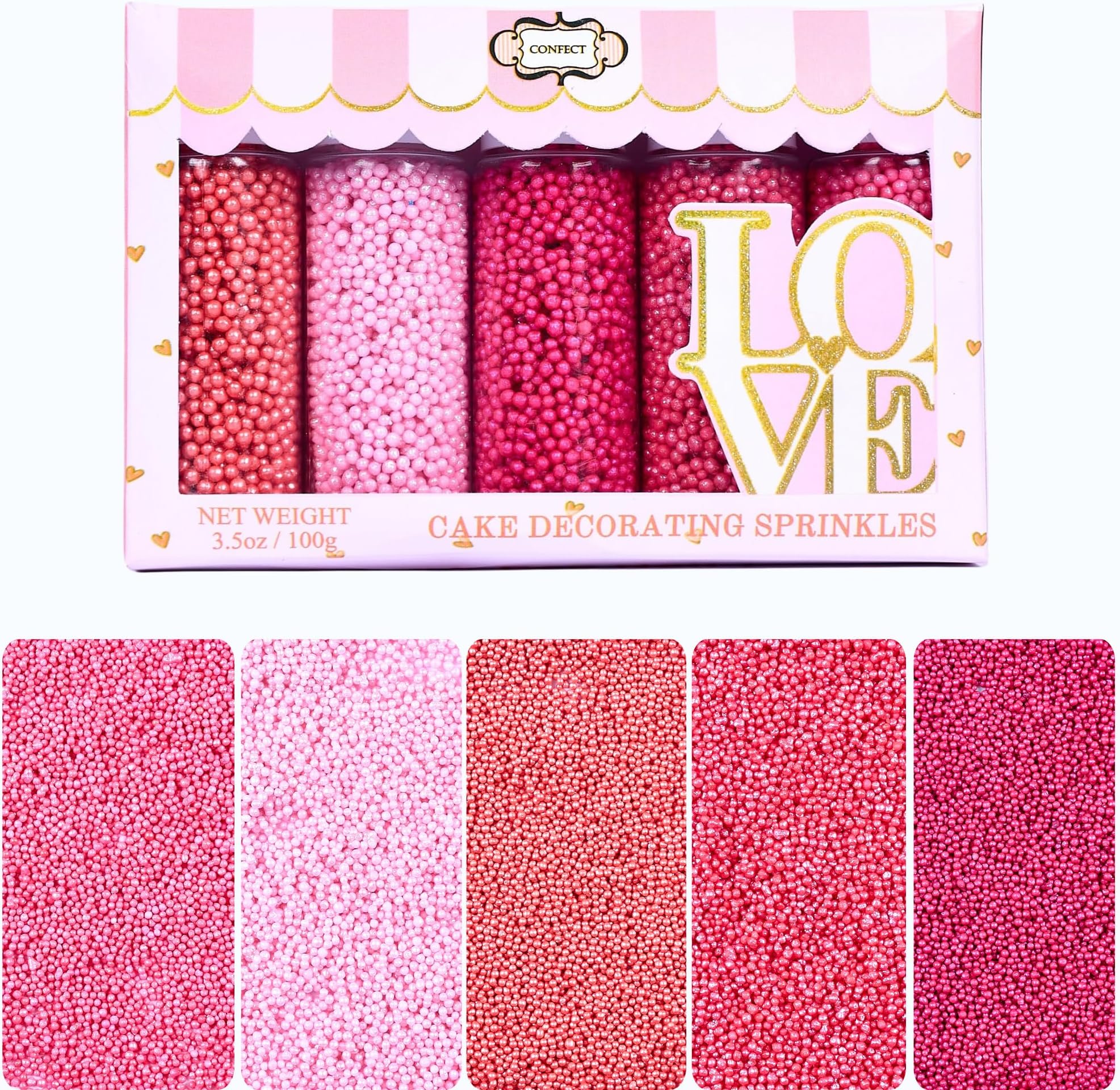 Amazon.com: 36 Pink Hearts Mini Icing Decorations | Valentines Day Gift ...